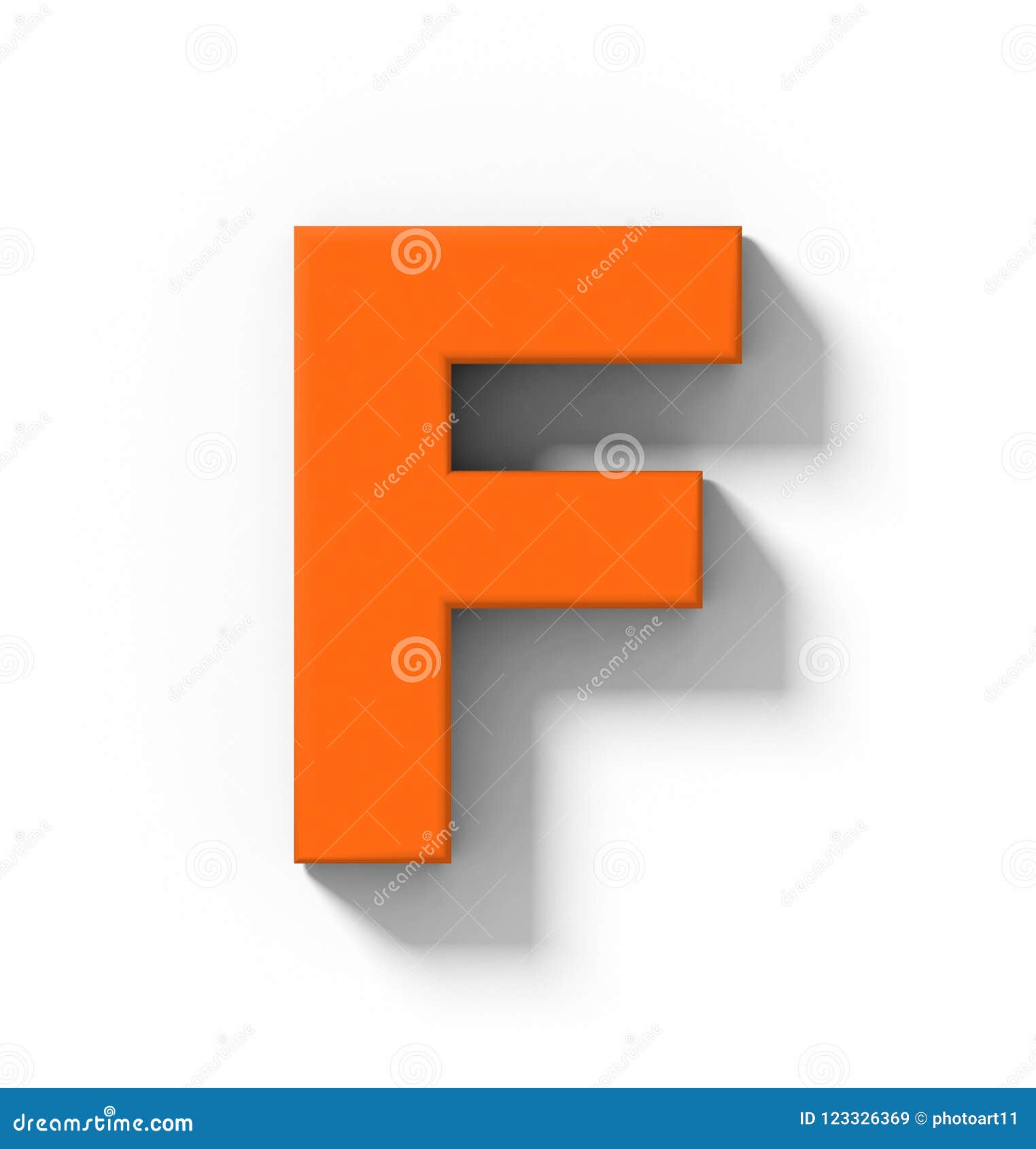 Letter F 3D Orange Isolated on White with Shadow - Orthogonal Pr Stock ...
