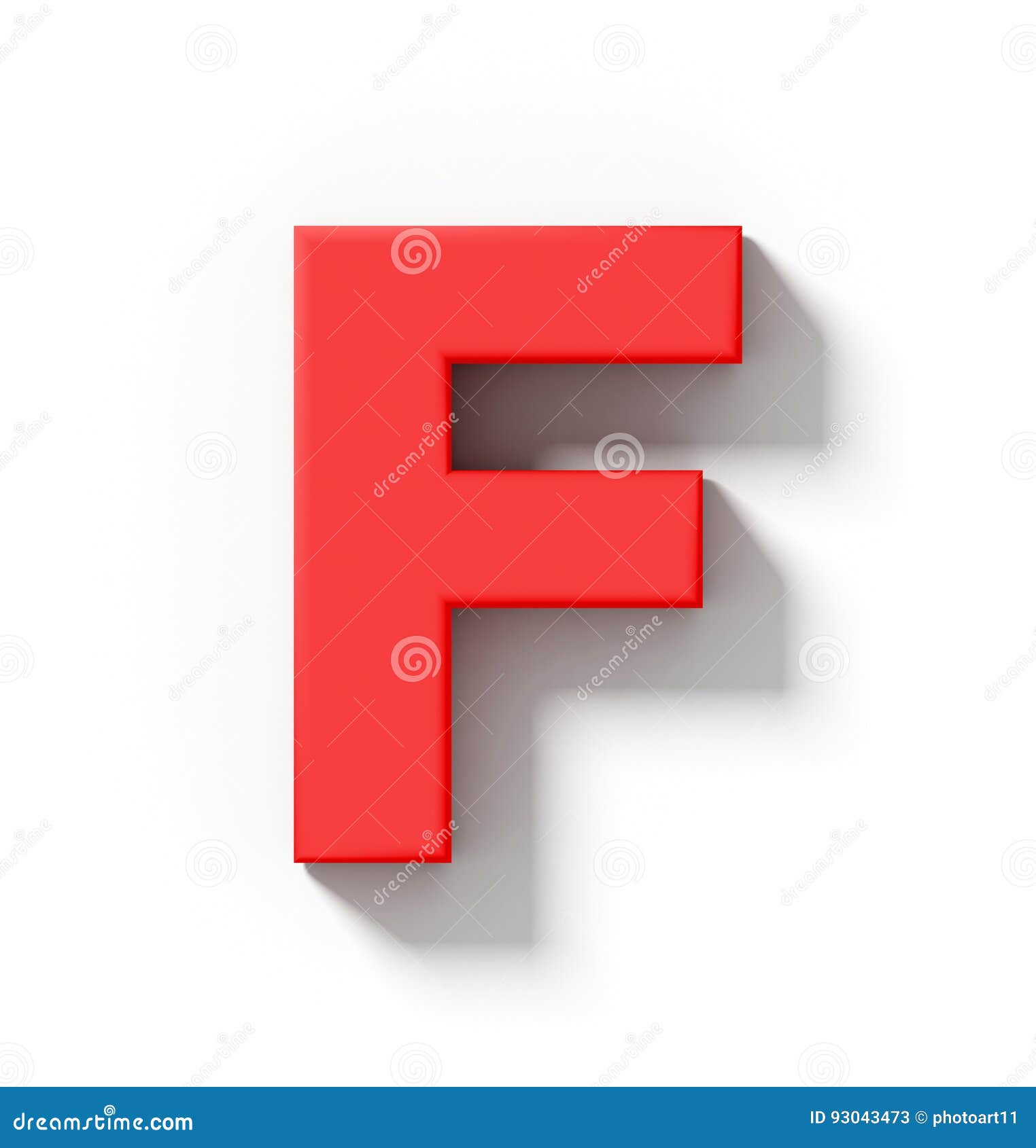Letter F 3D Red Isolated on White with Shadow - Orthogonal Projection ...