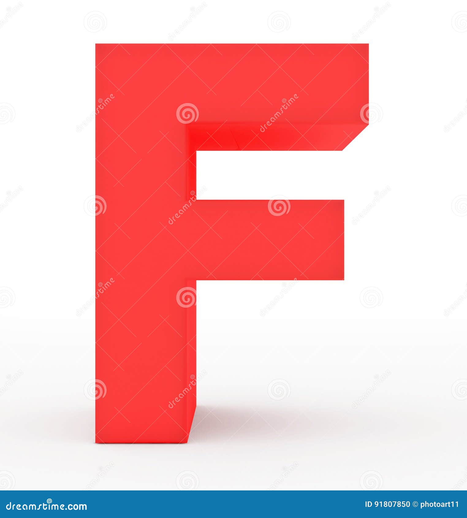 Letter F 3d red on white stock illustration. Illustration of front ...
