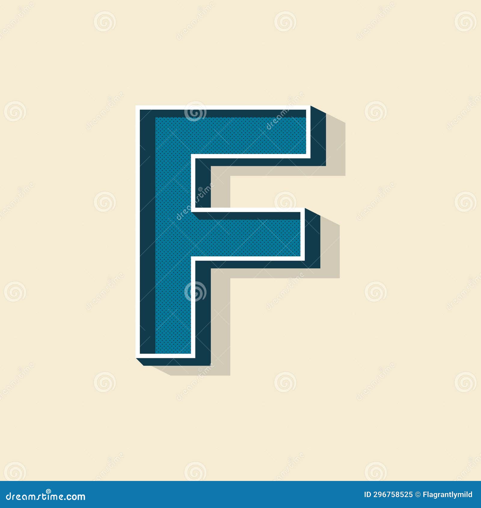 Letter F 3D Isometric Design Stock Illustration - Illustration of blue ...