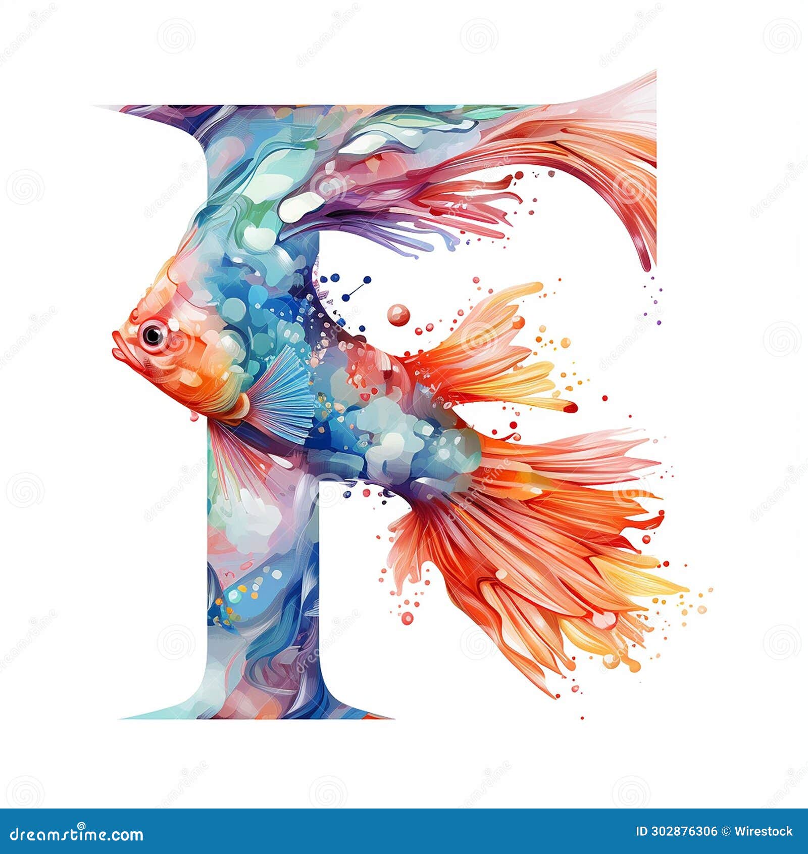 Letter F with a Fish Isolated on a White Background, AI-generated ...