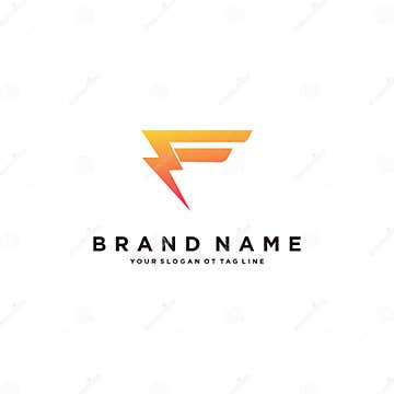 Letter F Flash Electrical Logo Design Vector Stock Vector ...
