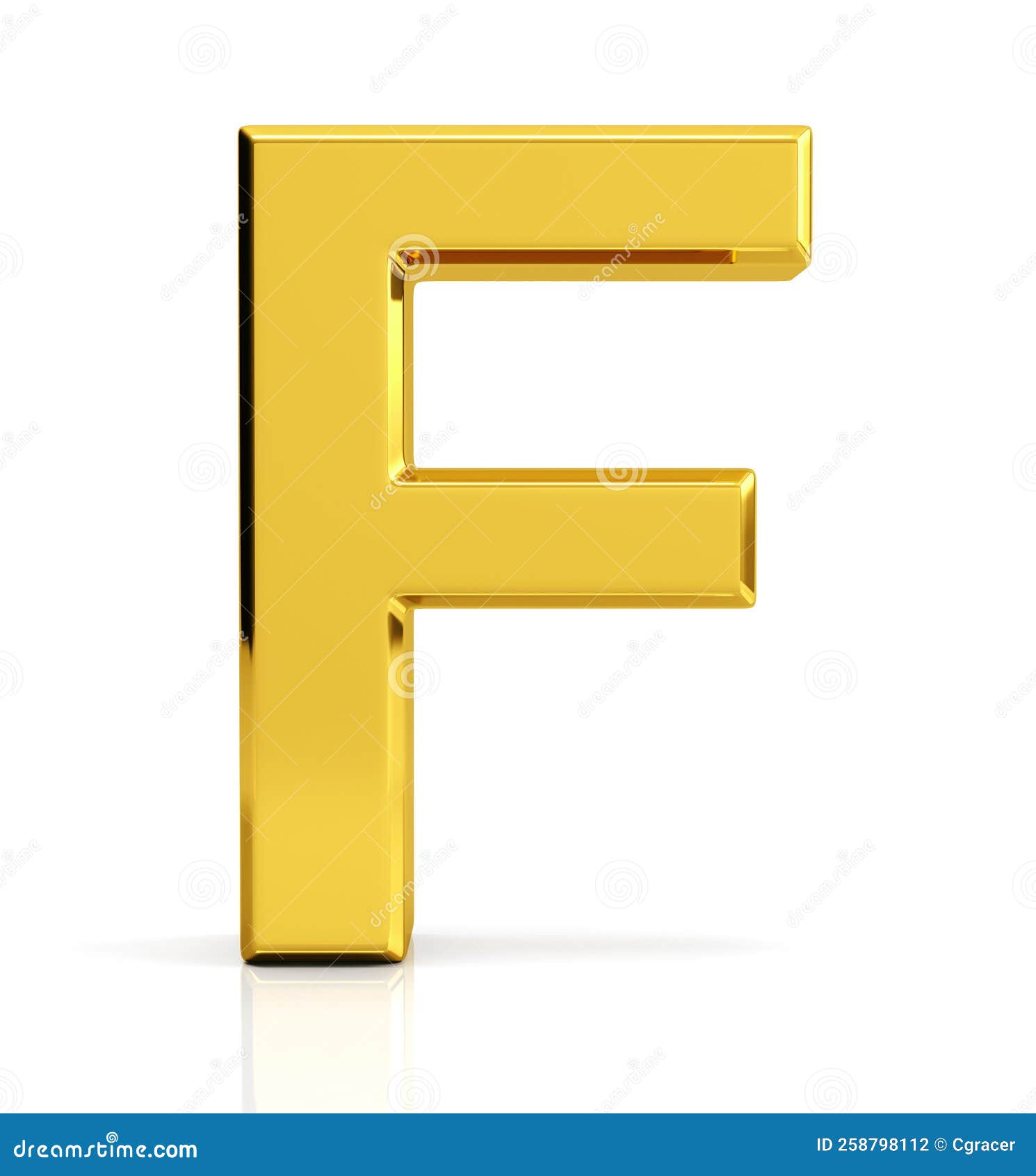 Letter F. Front View. 3d Render Stock Illustration - Illustration of ...