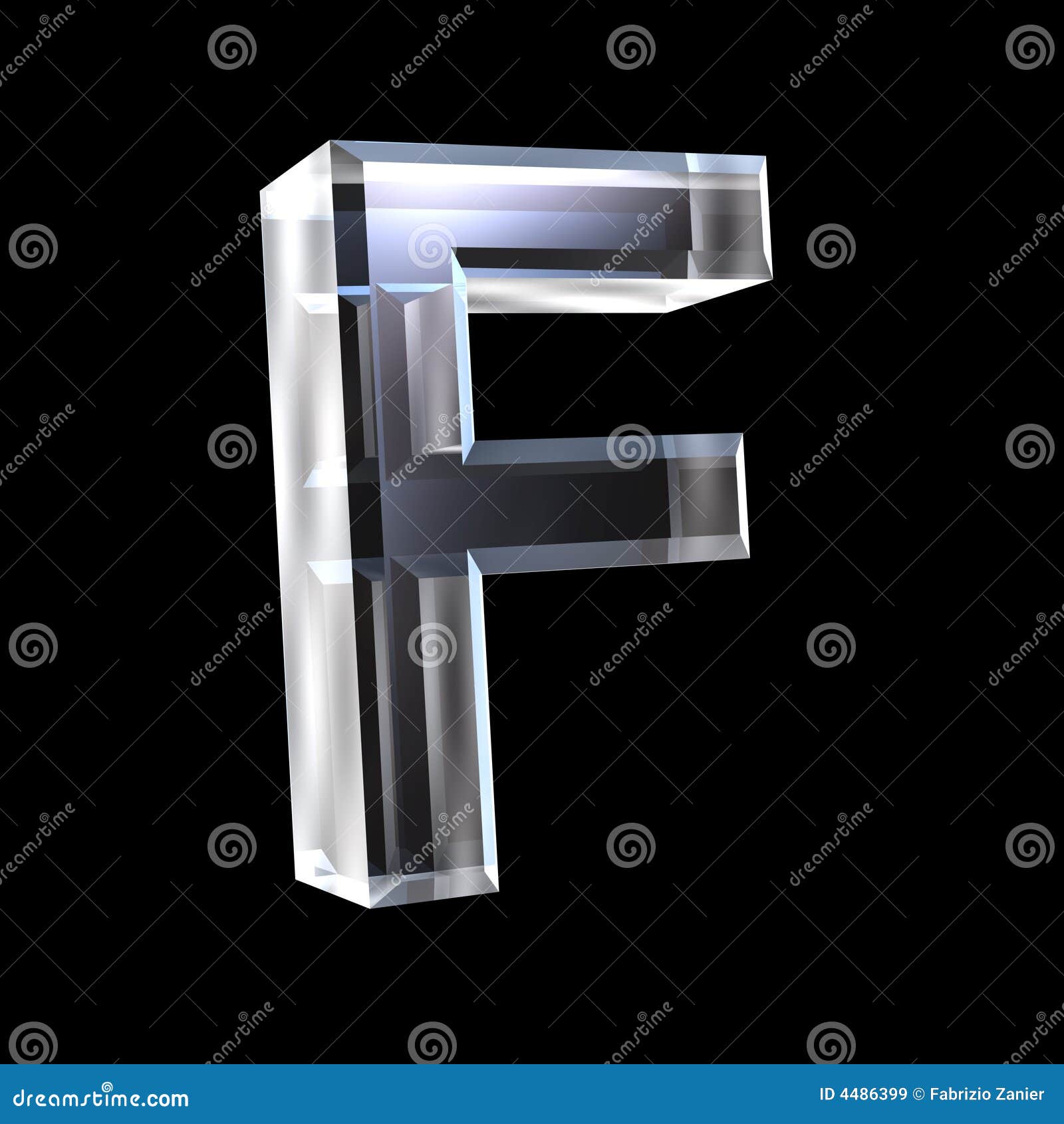Letter F in glass 3D stock illustration. Illustration of type - 4486399