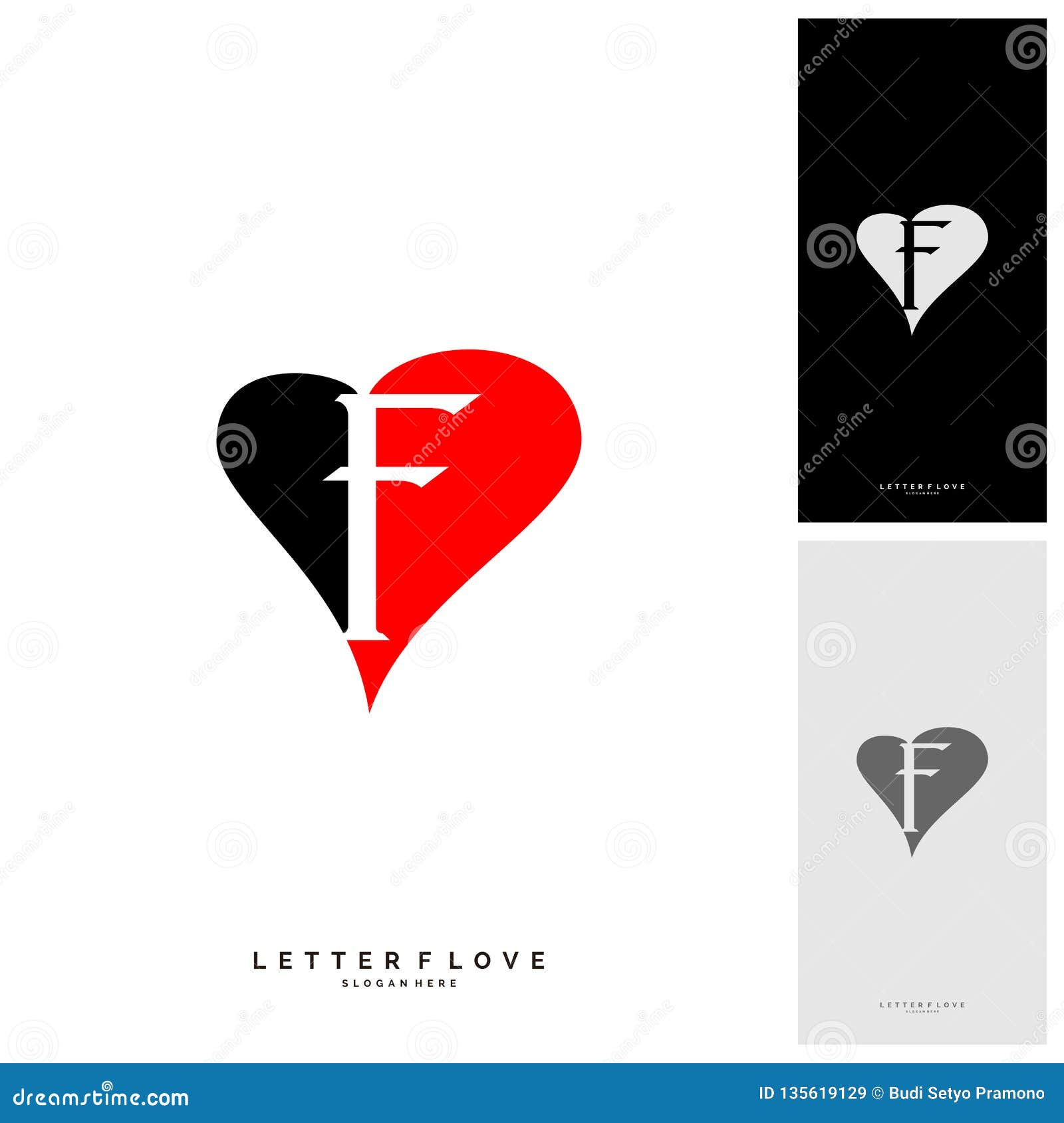 Letter F Heart Logo Icon Design Template Elements. Initial F with Love ...