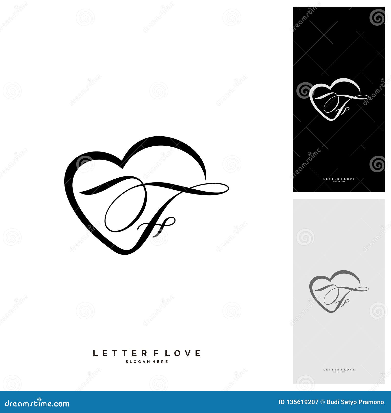 Letter F Heart Logo Icon Design Template Elements. Initial F with Love ...