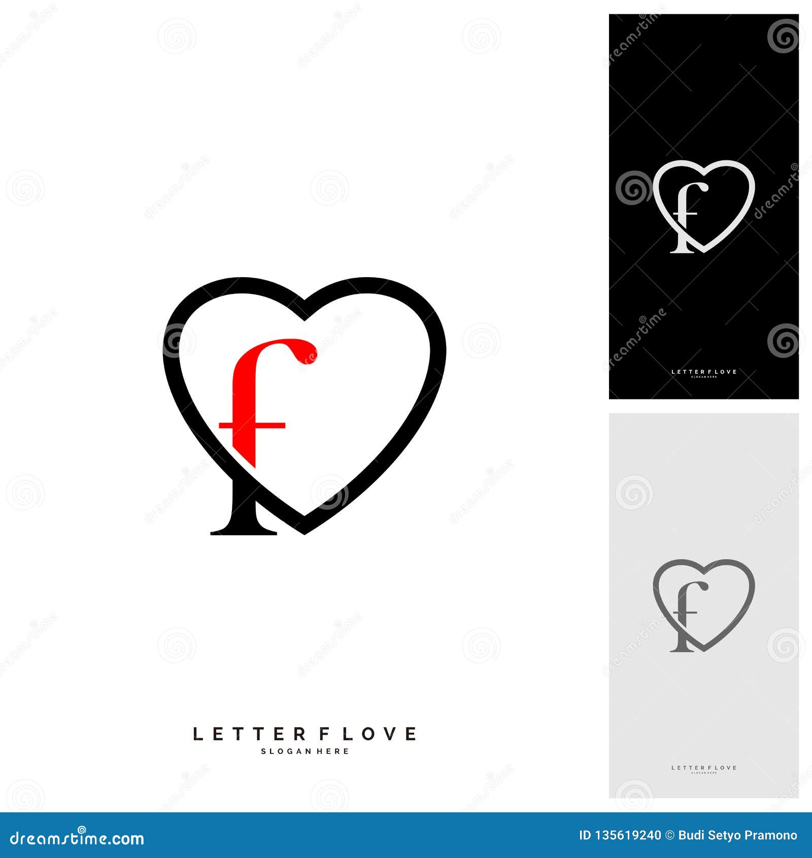 Letter F Heart Logo Icon Design Template Elements. Initial F with Love ...