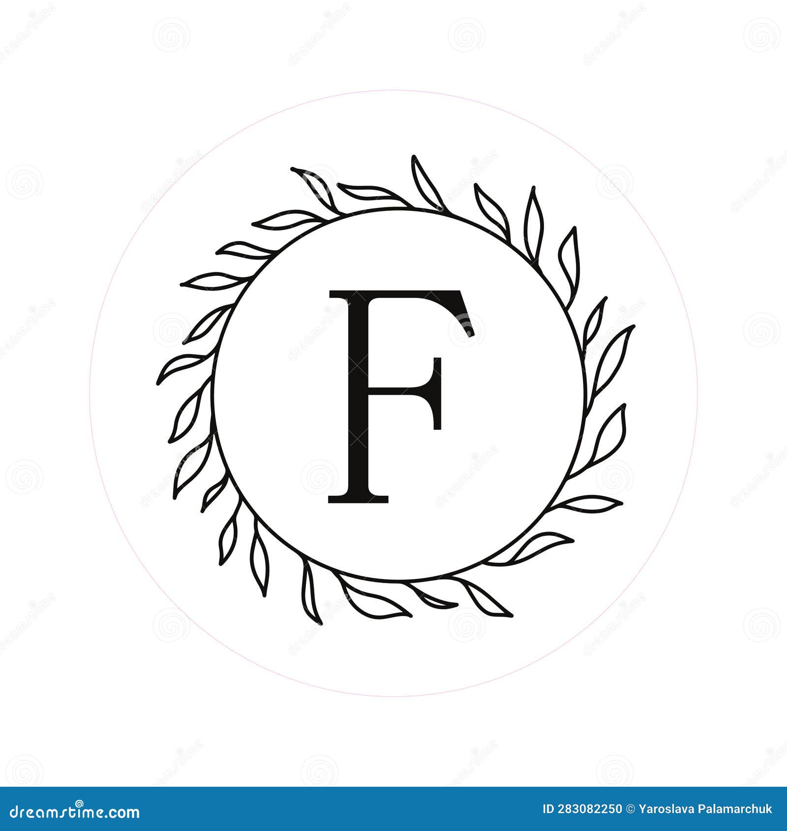 Letter "F" Initials with Round Floral Frames, Vector Monogram Logo ...