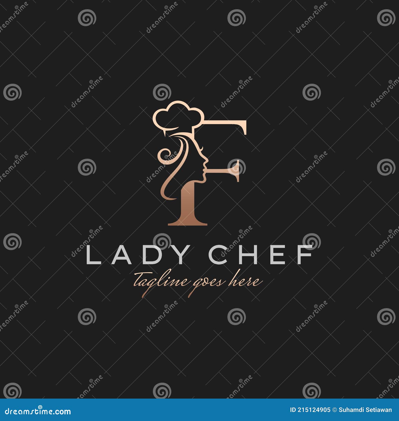 Letter F Lady Chef, Initial Beauty Cook Logo Design Vector Stock Vector ...