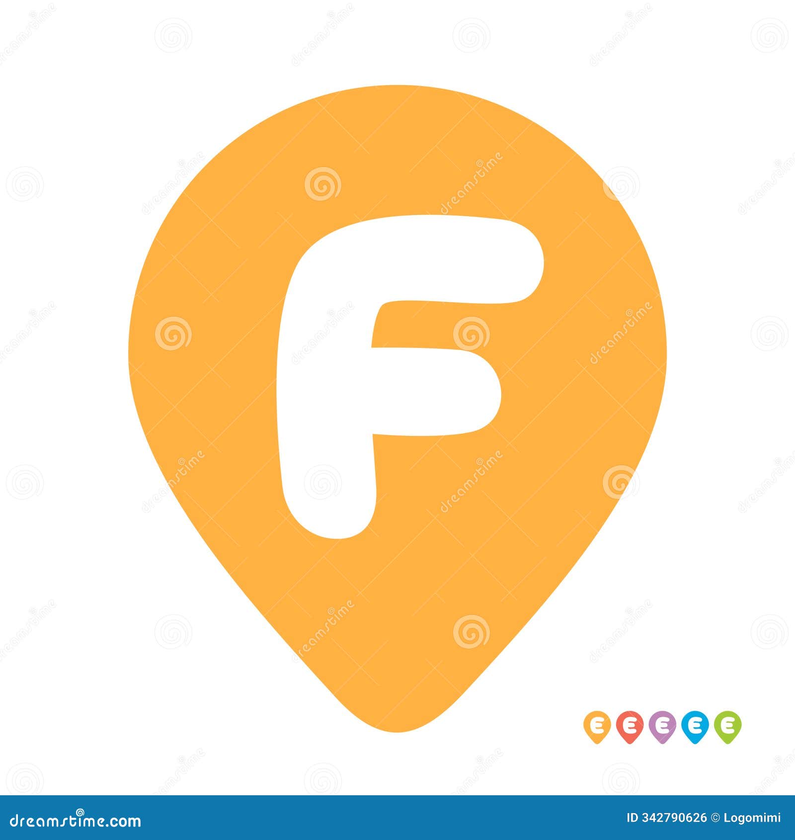 Letter F Location Pin Symbol, Alphabet F Map Pointer Icon Vector ...