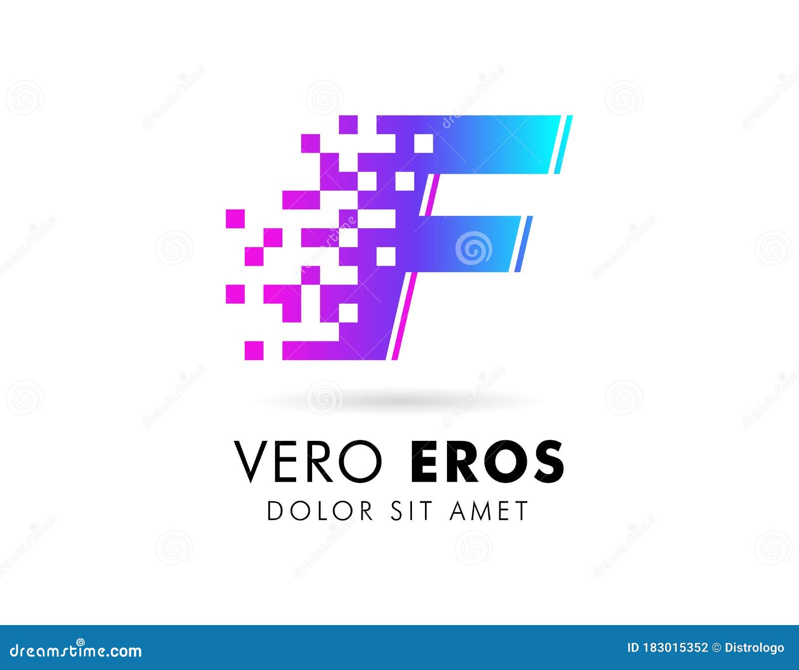 Letter F Logo Design Template. Letter F Logo in Pixel Motion Style with ...