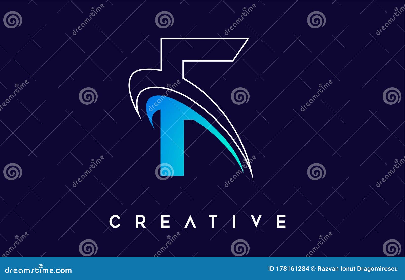 Letter F Logo. F Letter Design Vector with Blue Swash Vector Stock ...