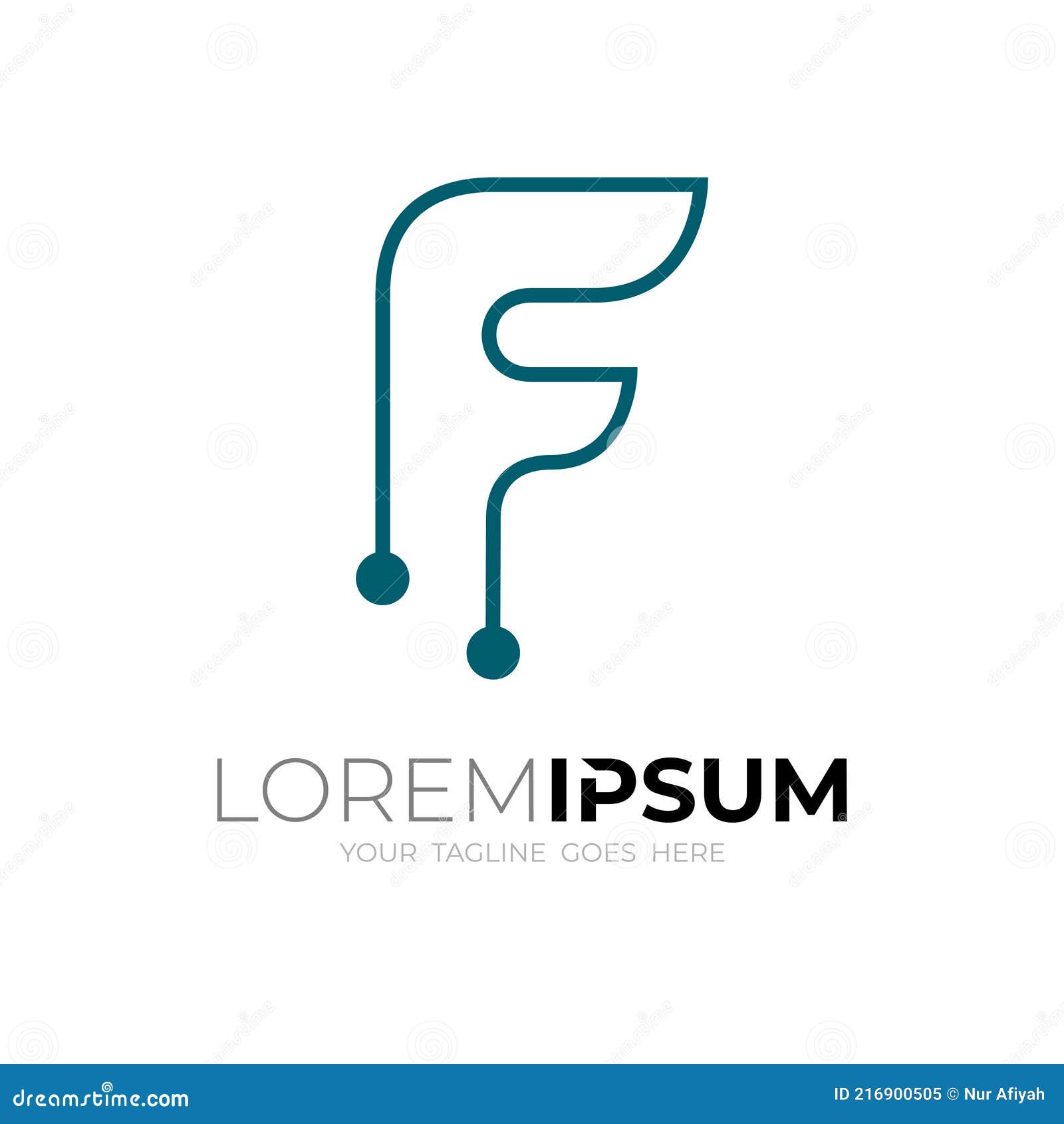 Letter F Logo with Line Design Technology, Simple Style Logos Stock ...