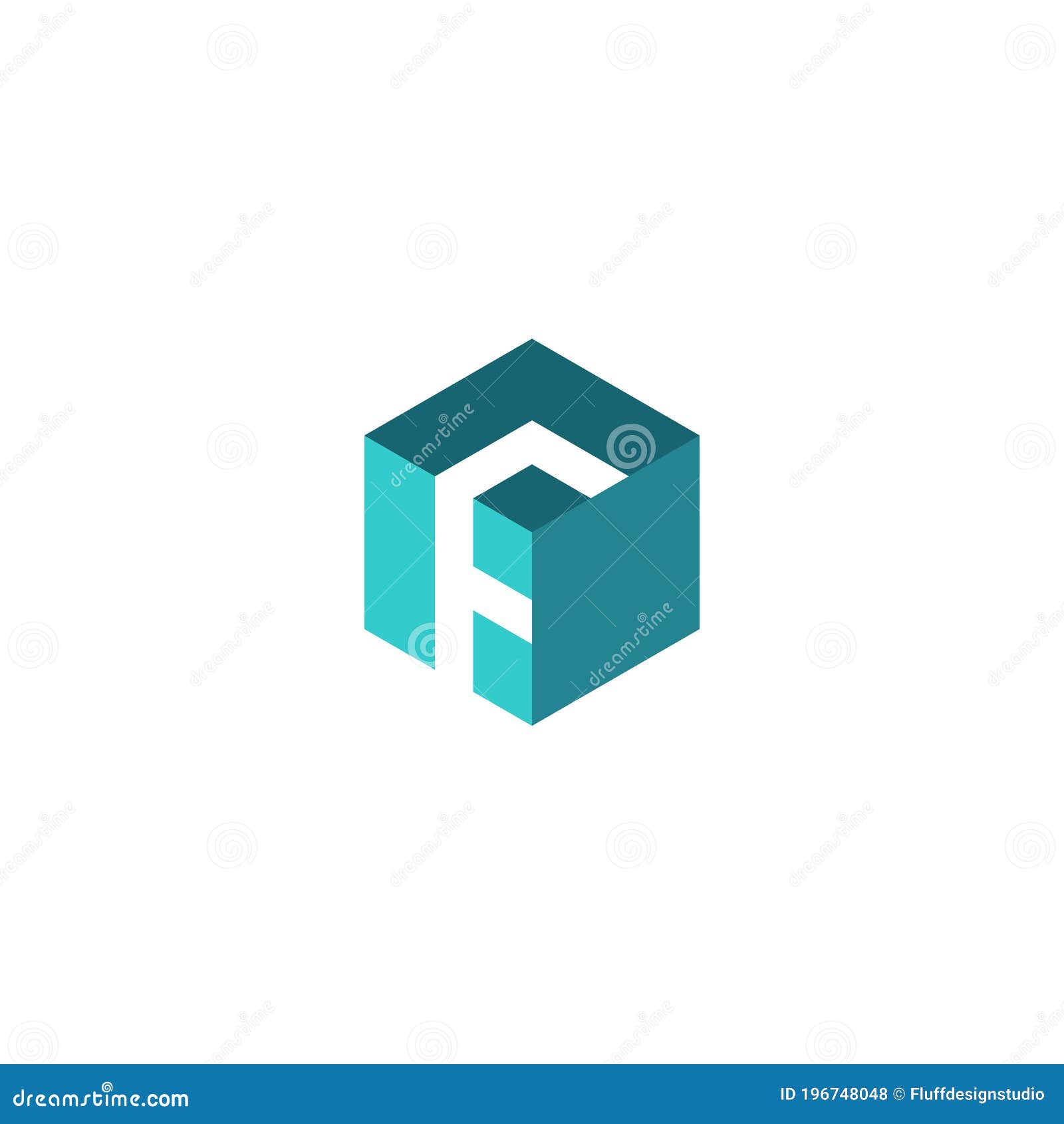 Letter F Logo in a Three Dimensions Box Shape Stock Vector ...