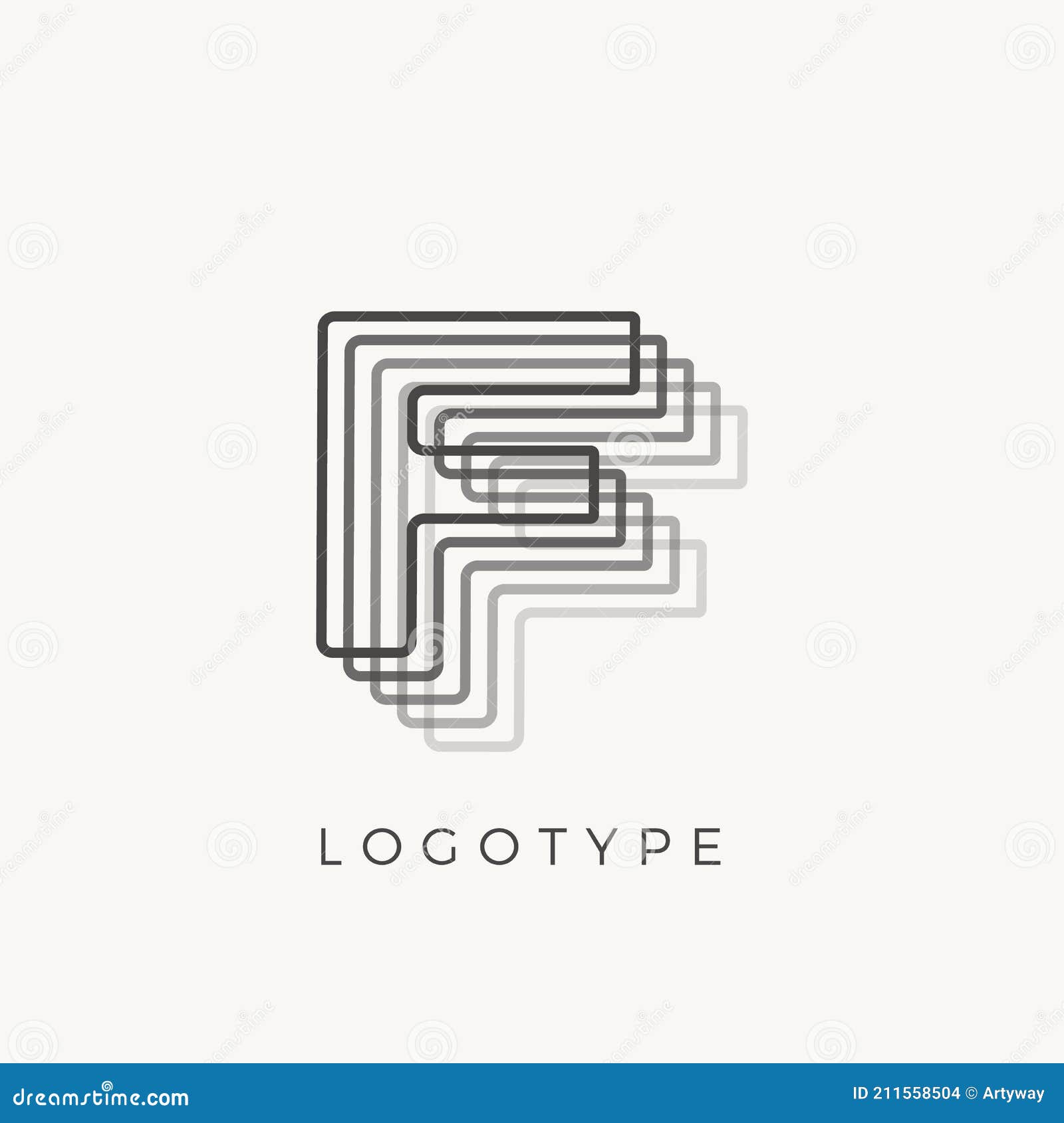 Letter F of Outline Stripes, Blend Effect Letter for Monogram and Logo ...