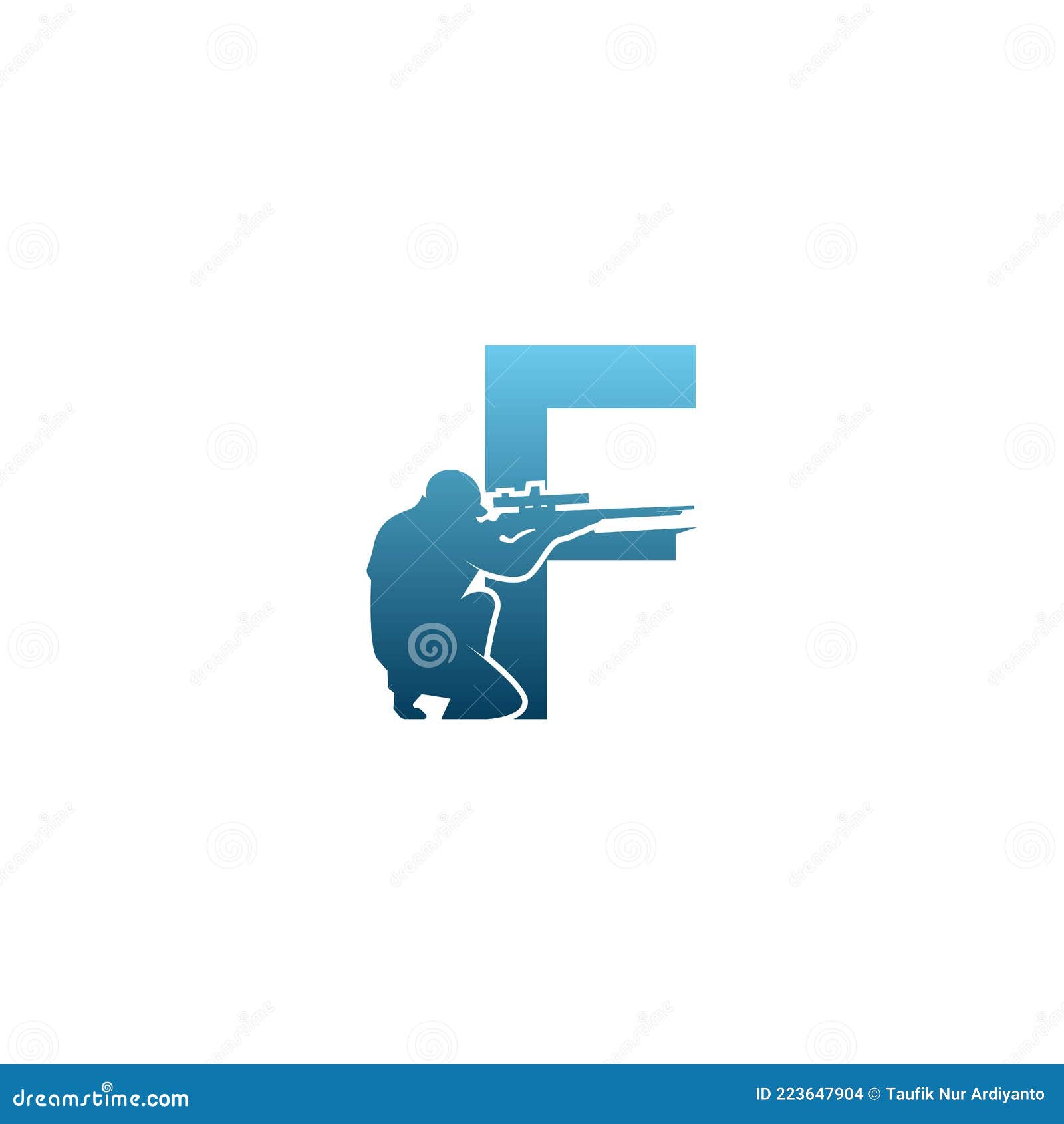 Letter F with Sniper Icon Logo Design Concept Template Stock Vector ...