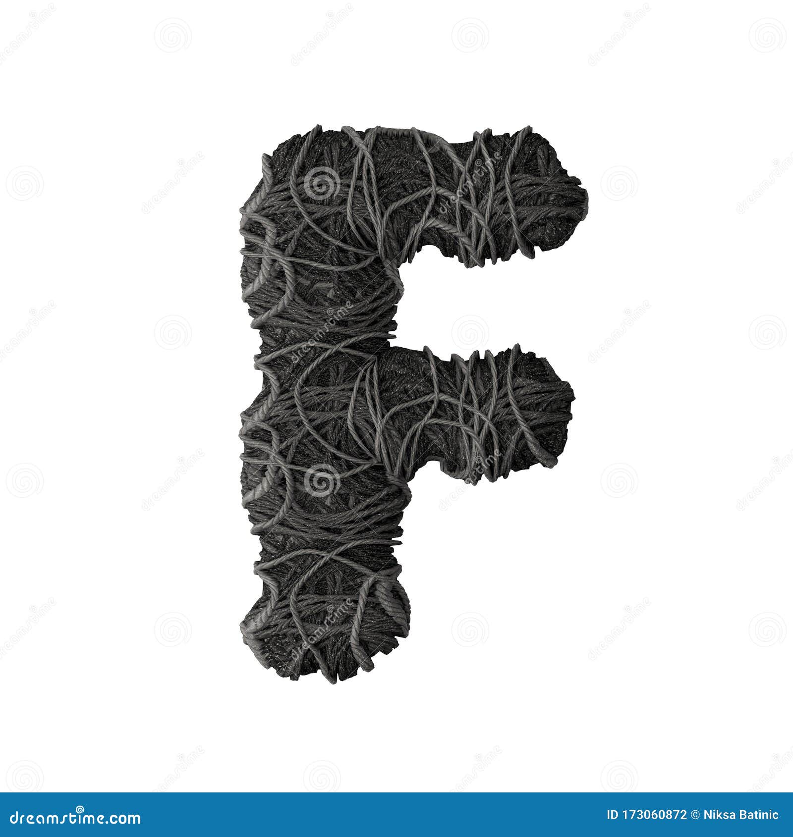Letter F Stylized in the Form of a Rope Pile Stock Illustration ...