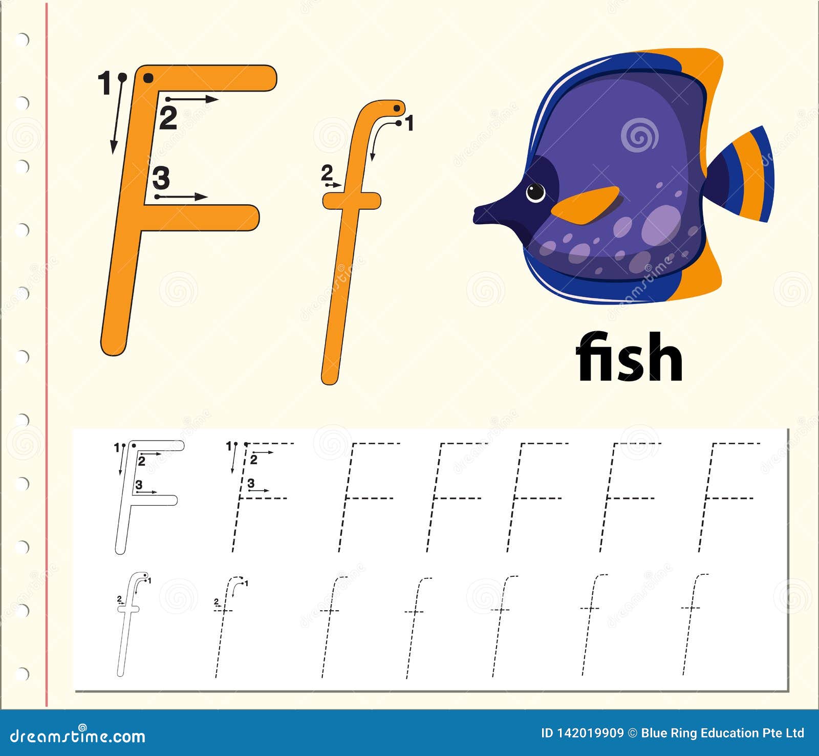 Letter F Tracing Alphabet Worksheets Stock Vector - Illustration of ...