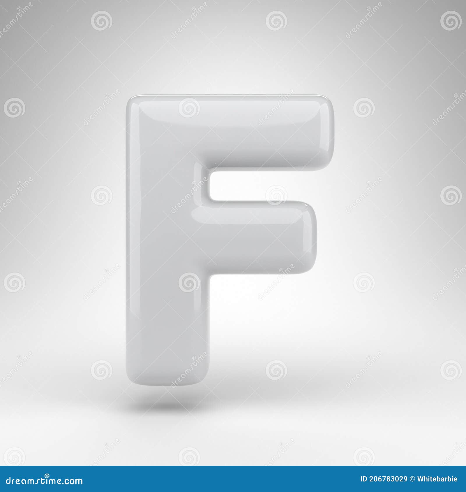 Letter F Uppercase on White Background. White Plastic 3D Letter with ...