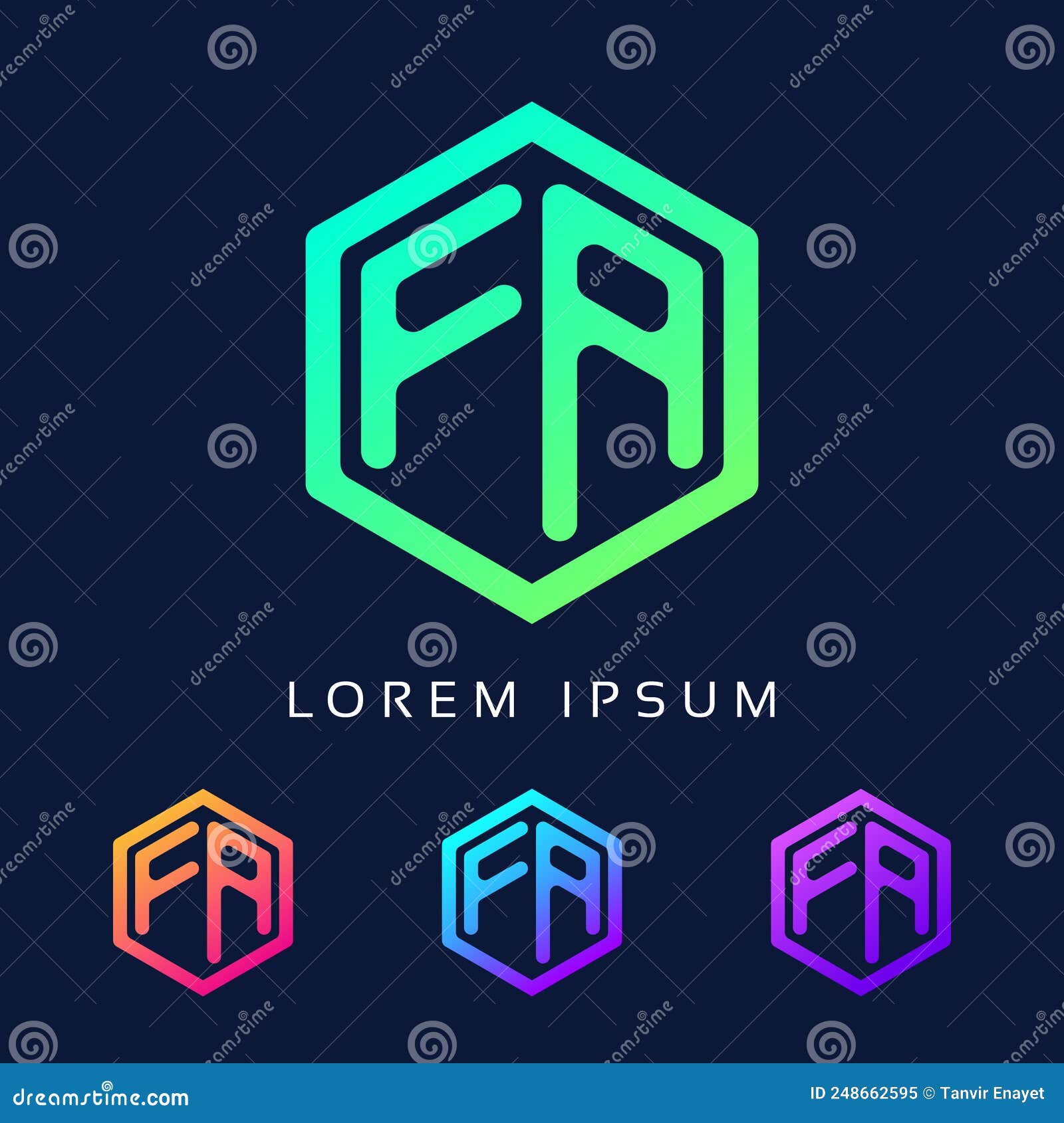 Letter FA Logo of Polygon Shape. Unique and Modern FA Alphabet Icon ...