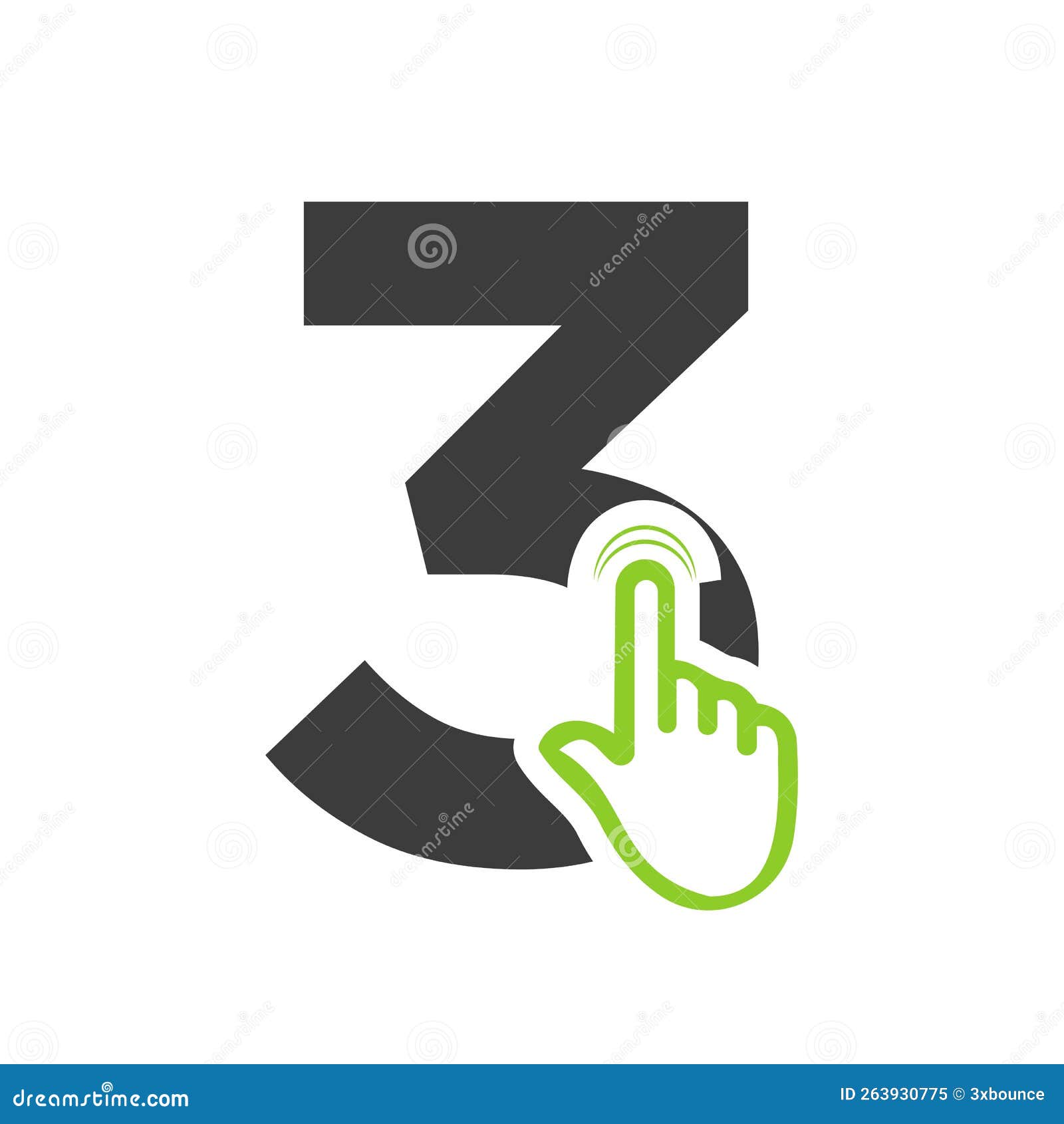 Letter 3 Finger Click Logo Vector Template Concept for Technology ...