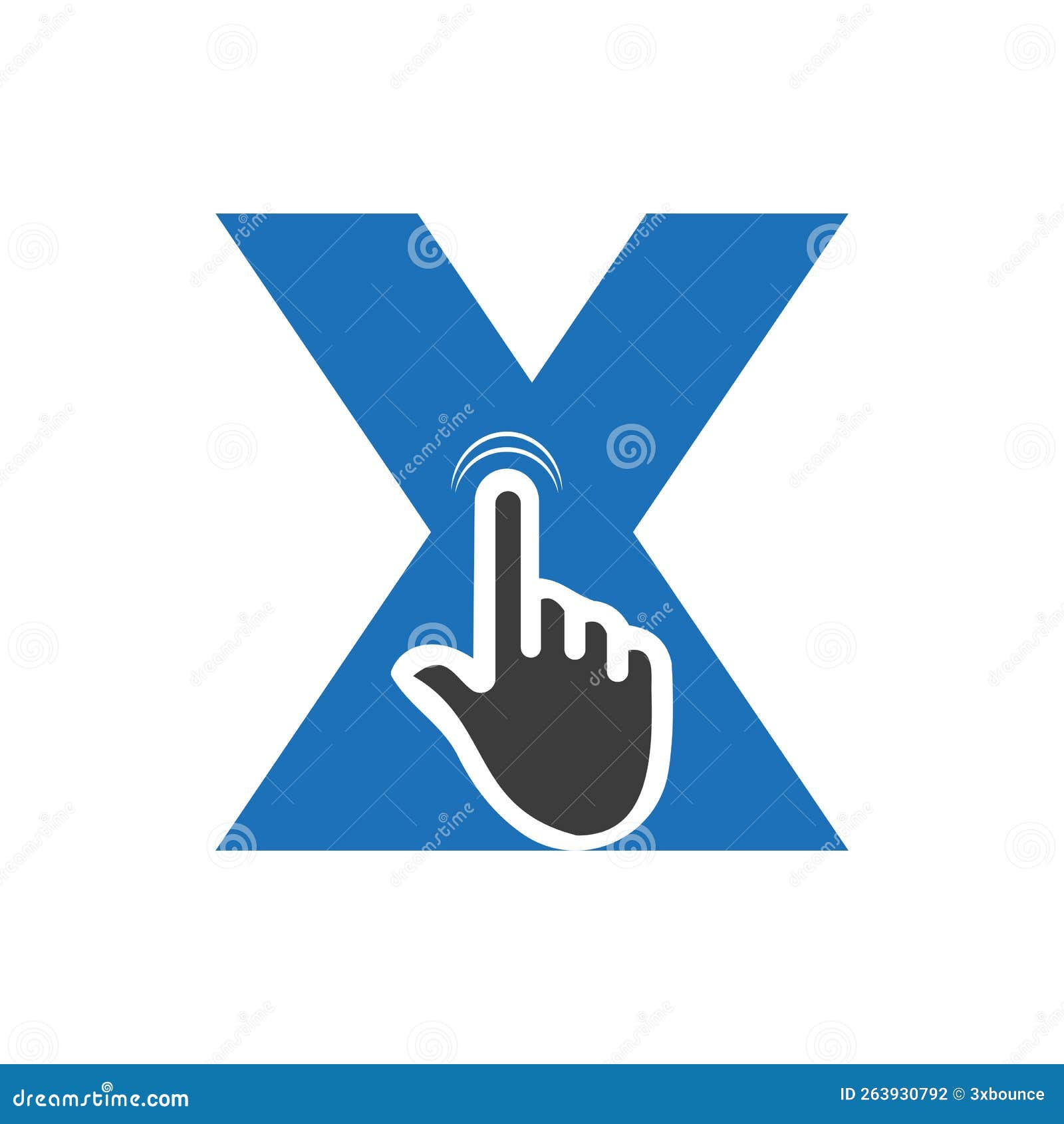 Letter X Finger Click Logo Vector Template Concept for Technology ...