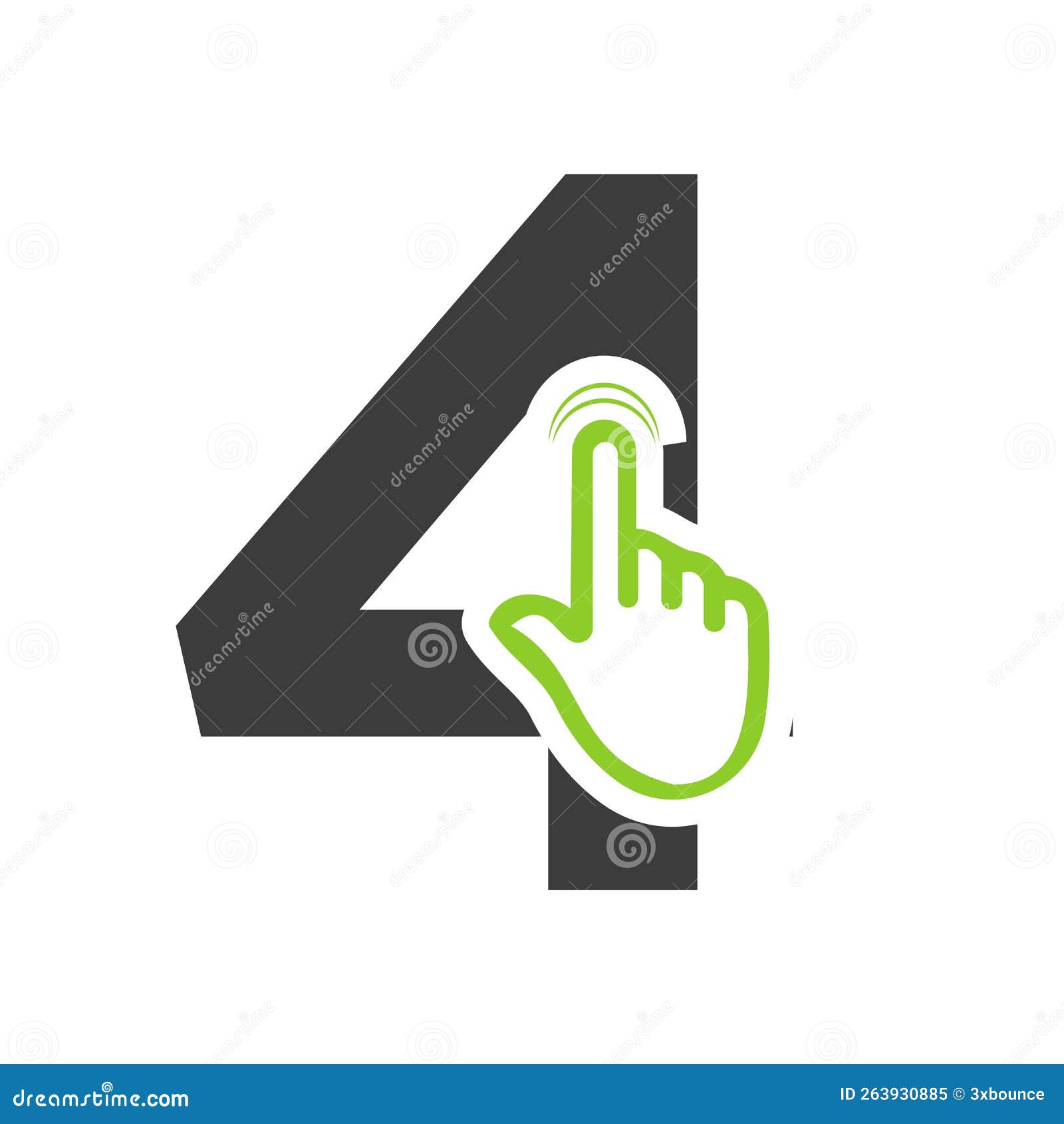 Letter 4 Finger Click Logo Vector Template Concept for Technology ...