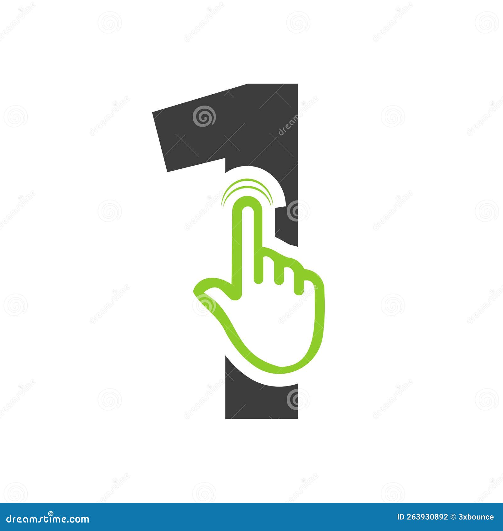 Letter 1 Finger Click Logo Vector Template Concept for Technology ...