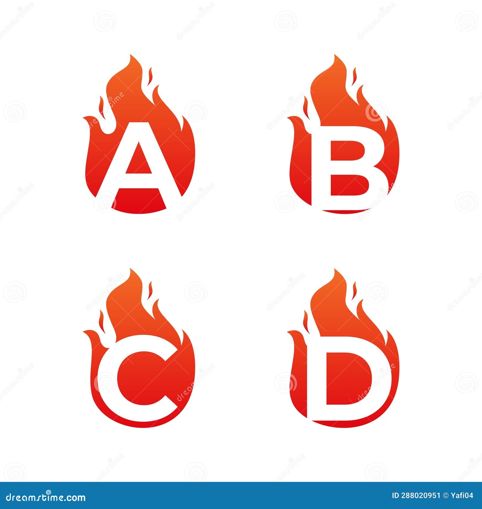 Letter Flame For Logo Company. Letter A B C D Logo Flame Template, Fire ...