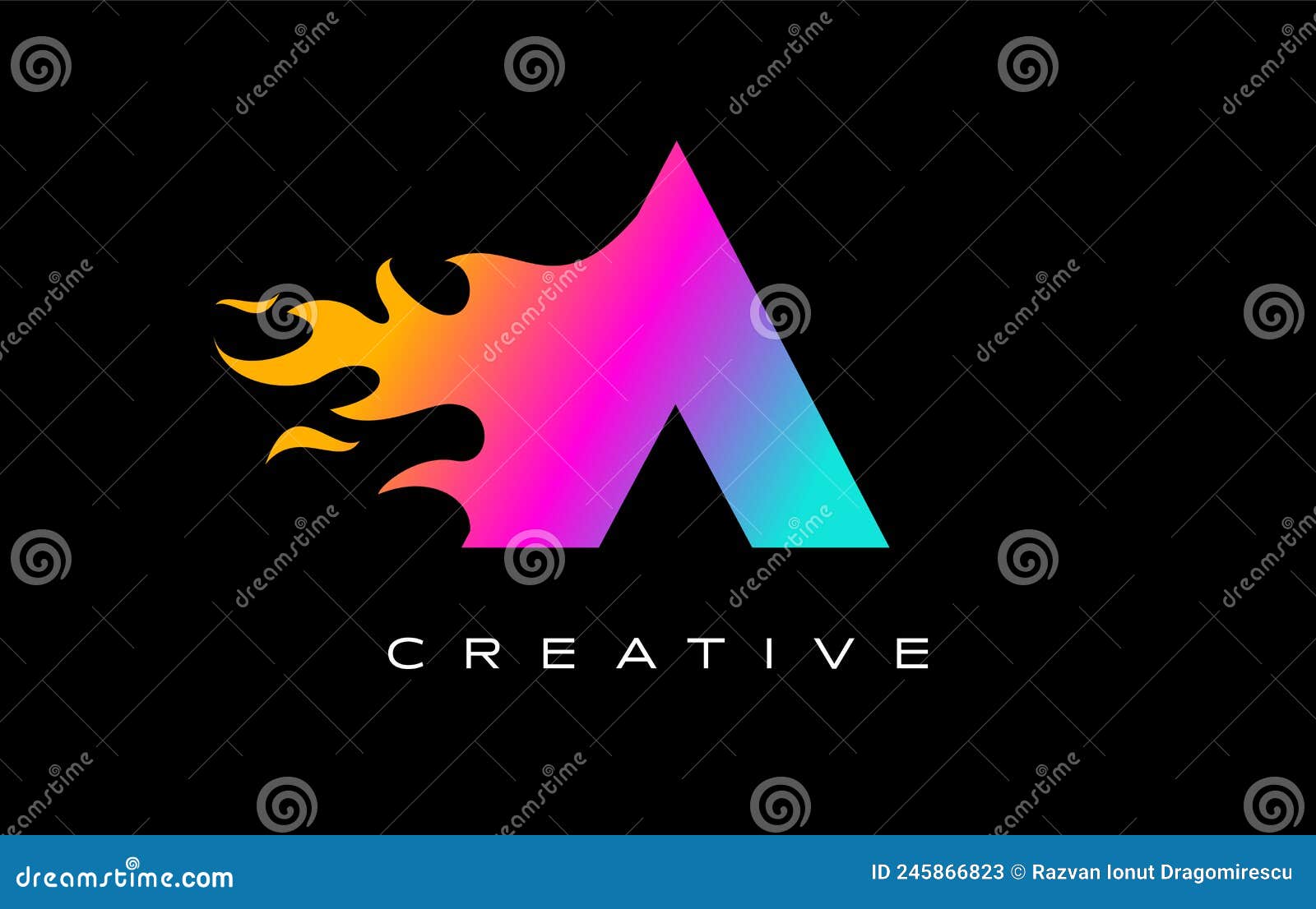 A Letter Flame Logo Design. Fire Logo Lettering Concept Stock Vector ...