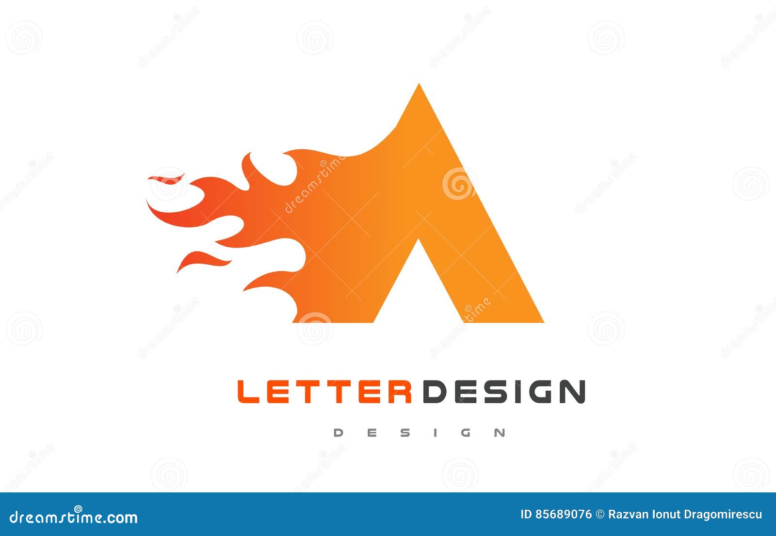 A Letter Flame Logo Design. Fire Logo Lettering Concept. Stock Vector ...