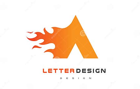 A Letter Flame Logo Design. Fire Logo Lettering Concept. Stock Vector ...