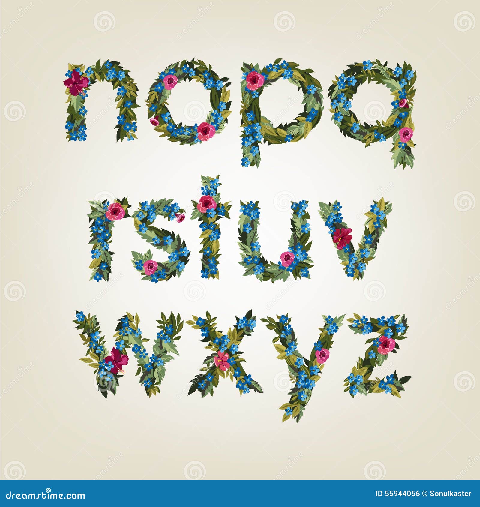 Letter. Flower Alphabet. Colorful Font Stock Vector - Illustration of ...