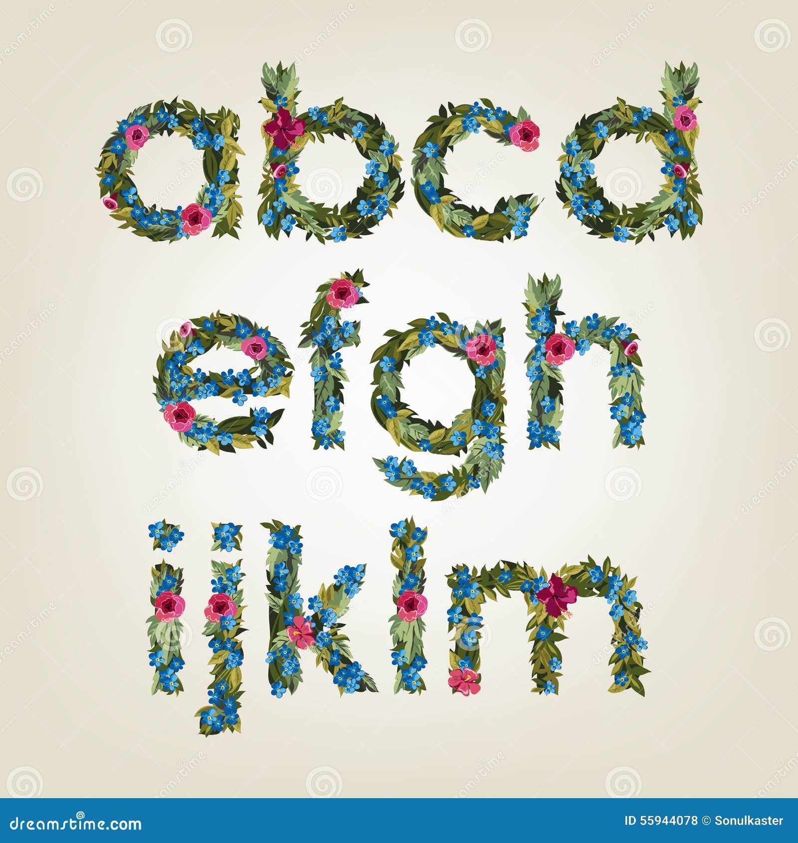 Letter. Flower Alphabet. Colorful Font Stock Vector - Illustration of ...