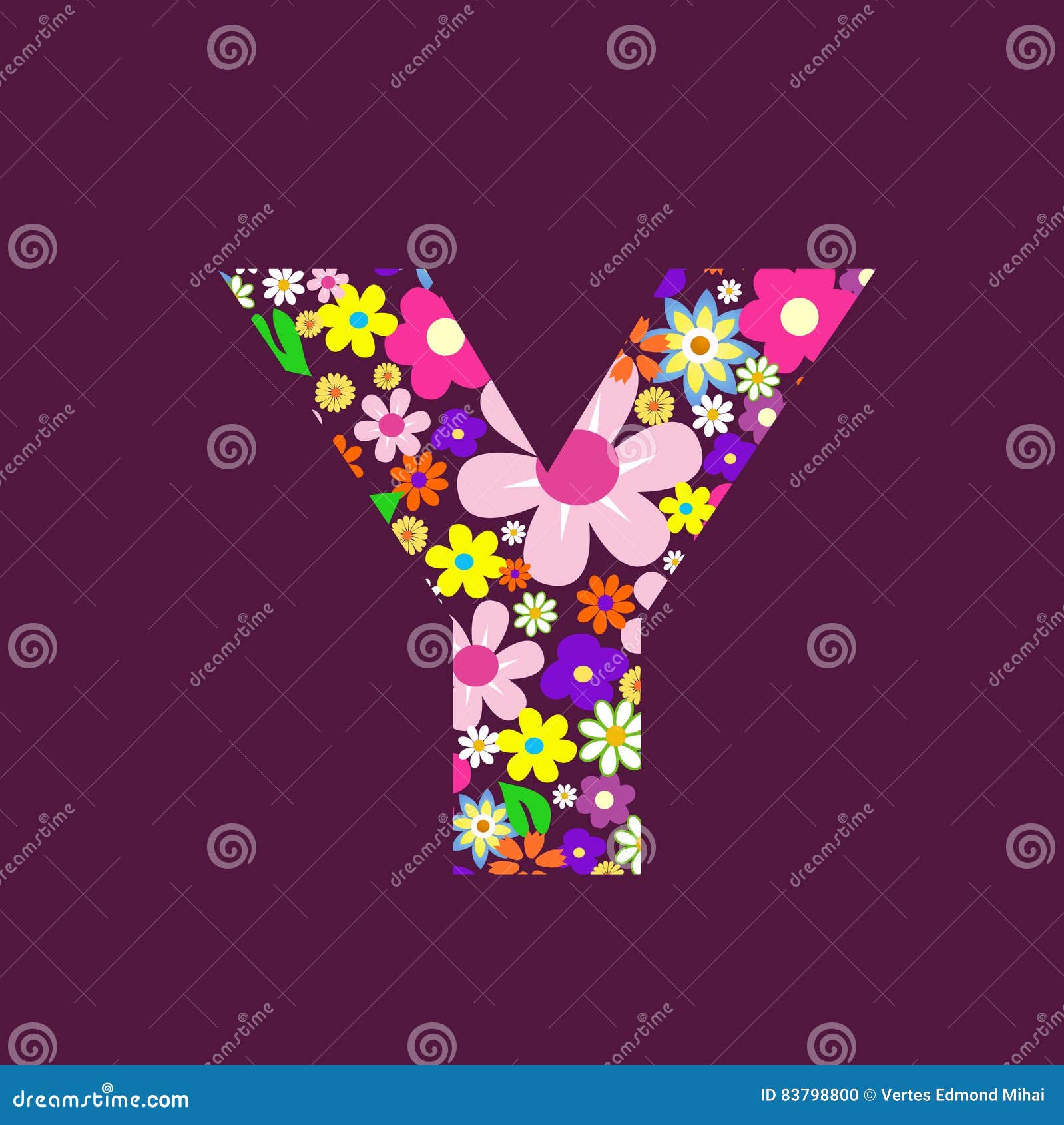 Letter of flowers Y stock vector. Illustration of decorative - 83798800