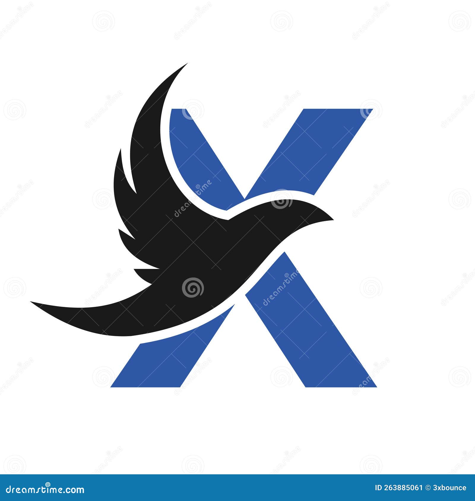 Letter X Flying Bird Logo Template Vector Sign. Dove Bird Logo on ...