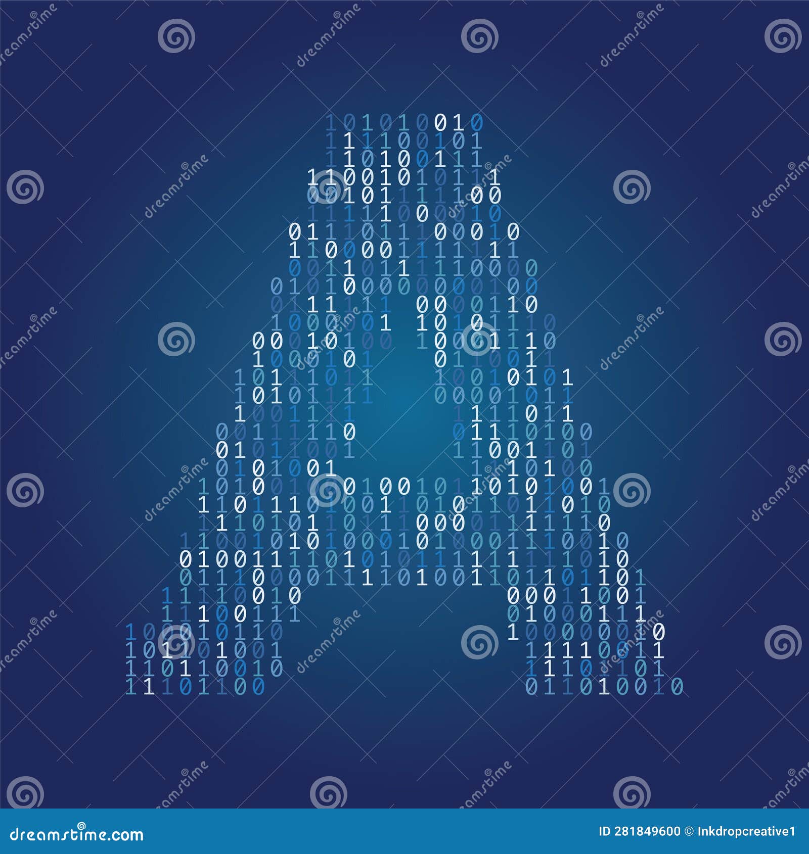 Letter a Font Made from Binary Code Digits on a Dark Blue Background ...