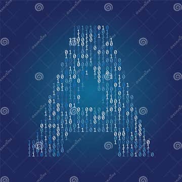 Letter a Font Made from Binary Code Digits on a Dark Blue Background ...