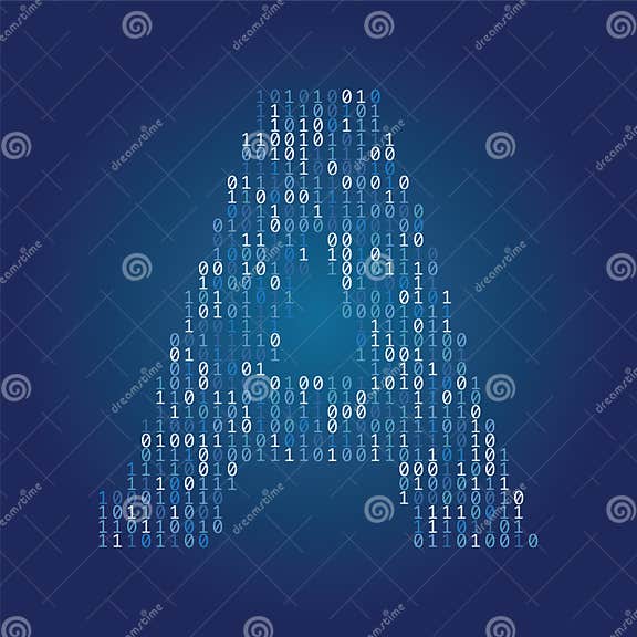 Letter a Font Made from Binary Code Digits on a Dark Blue Background ...