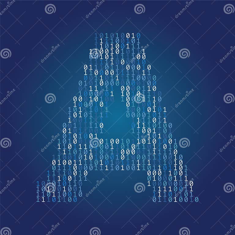 Letter a Font Made from Binary Code Digits on a Dark Blue Background ...