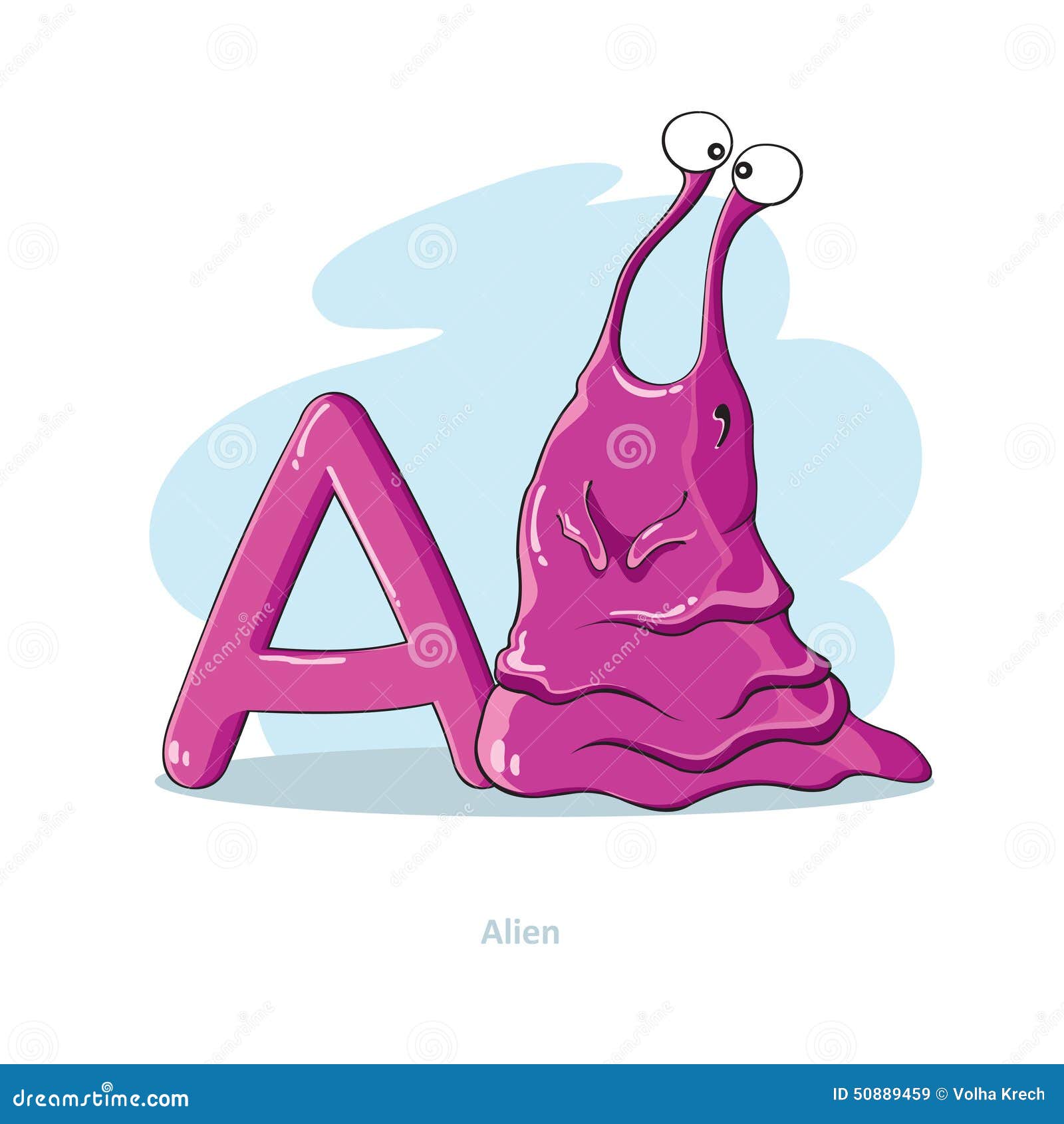Letter a with funny Alien stock vector. Illustration of spelling - 50889459