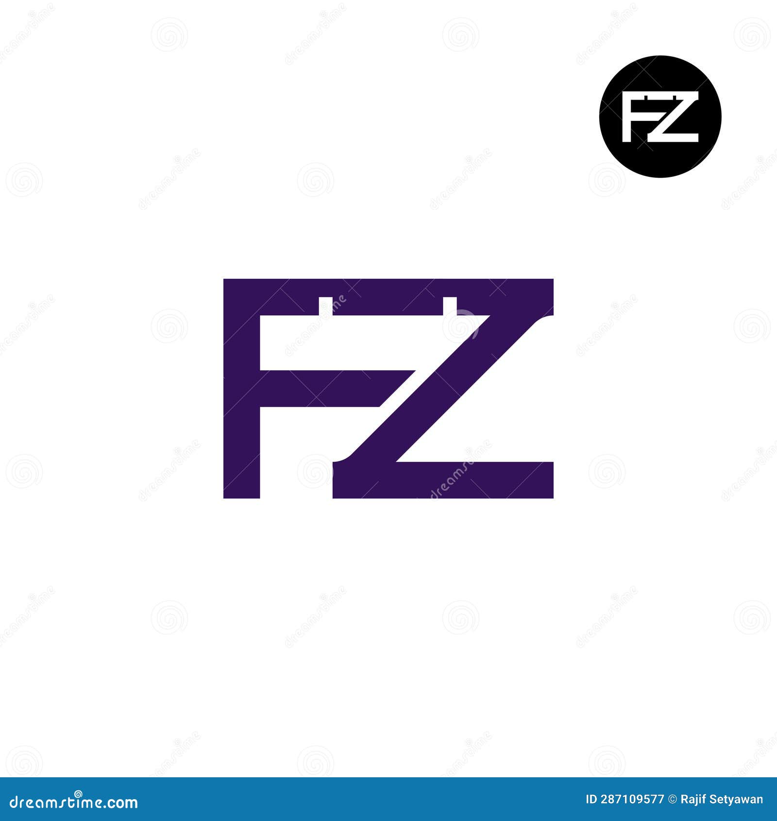 Letter FZ Monogram Logo Design Stock Vector - Illustration of logotype ...