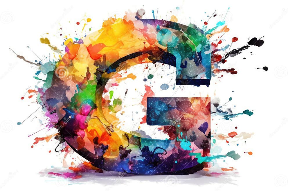 Letter G, Abstract Expressionism Style, on White Background Stock ...