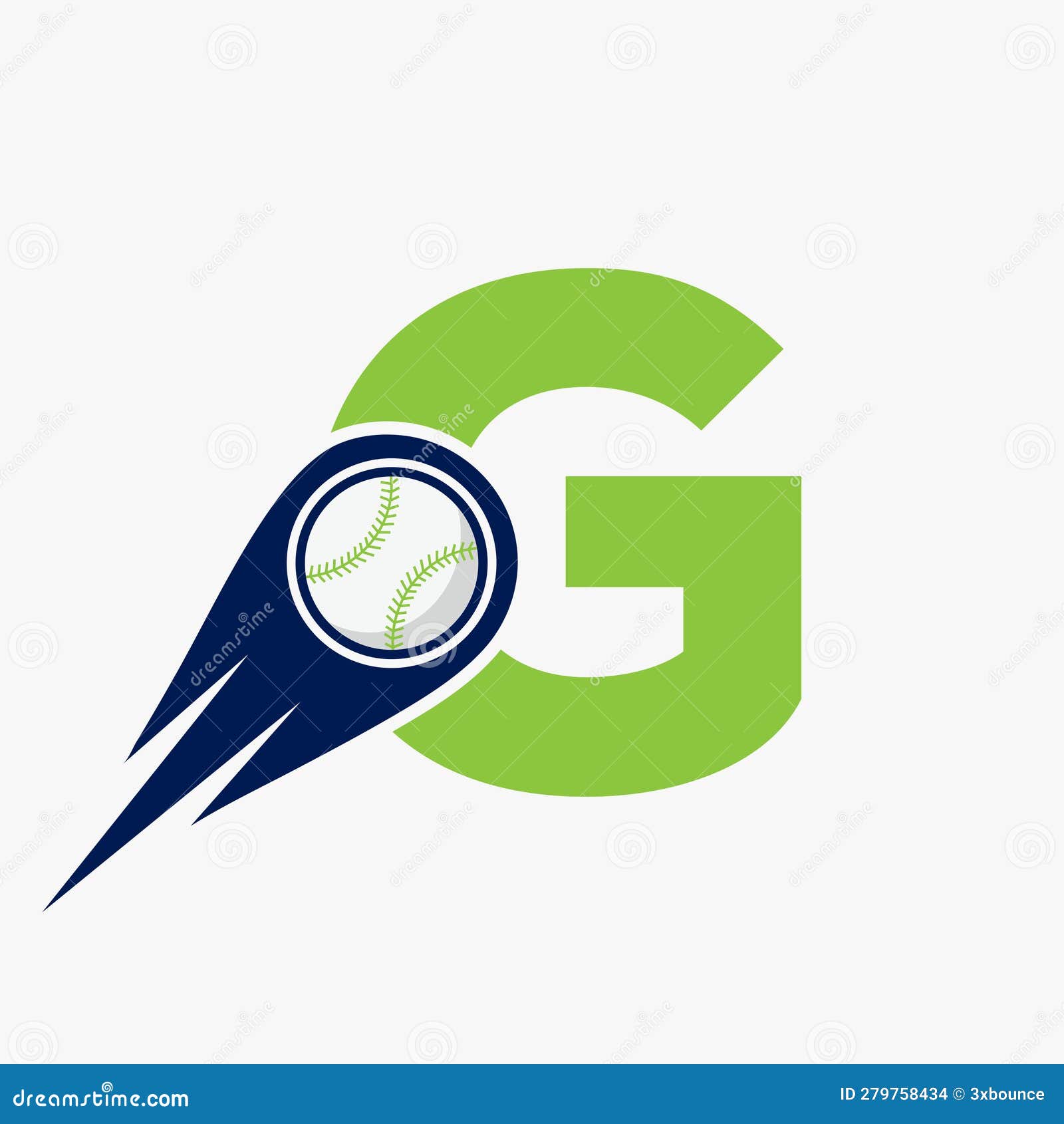 Letter G Baseball Logo Concept with Moving Baseball Icon Vector ...
