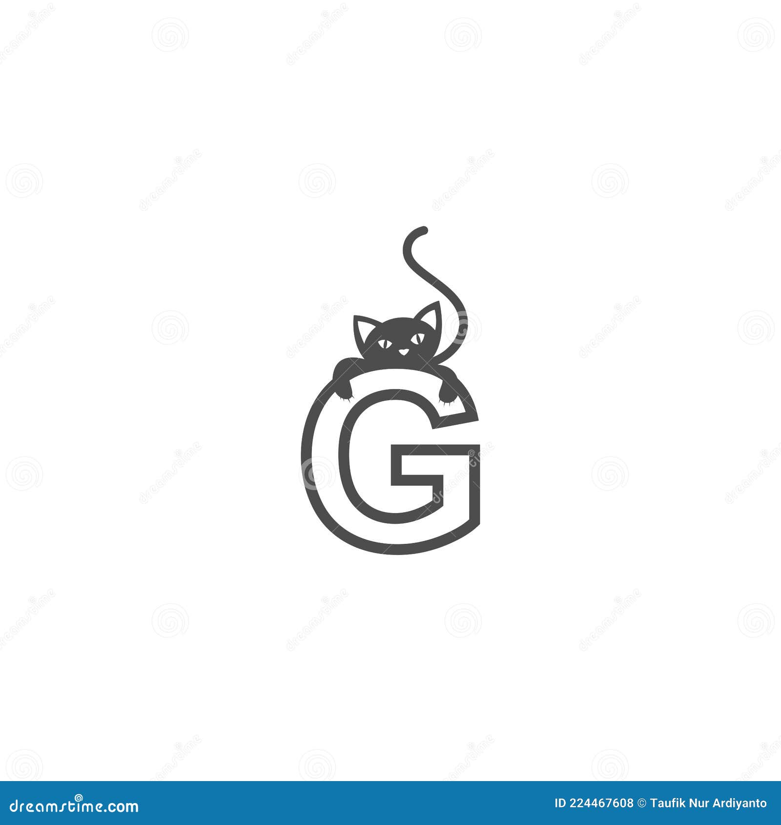 Letter G with Black Cat Icon Logo Design Template Stock Illustration ...