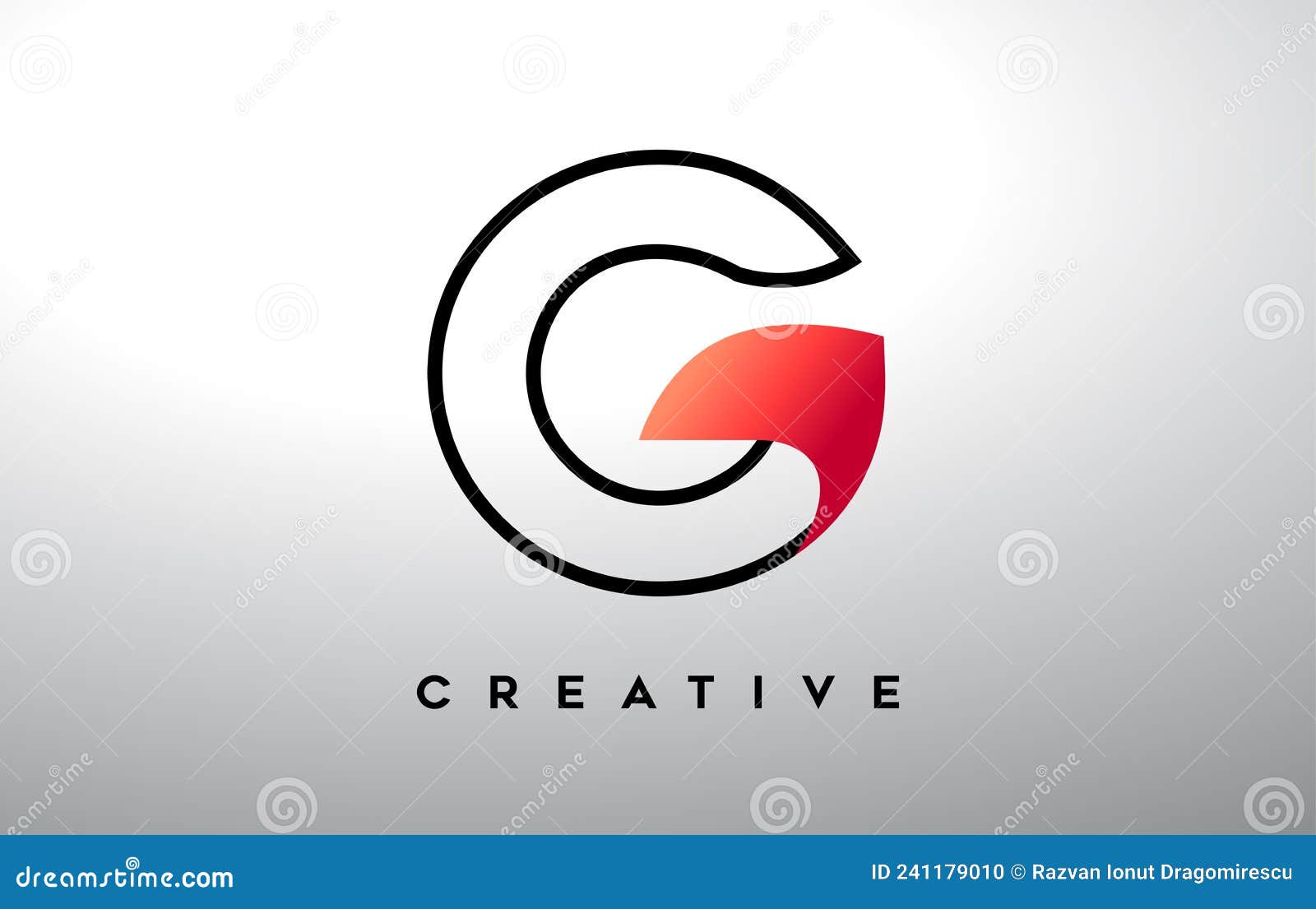 Letter G with Black Outline and Red Gradient Colors. Creative Modern ...