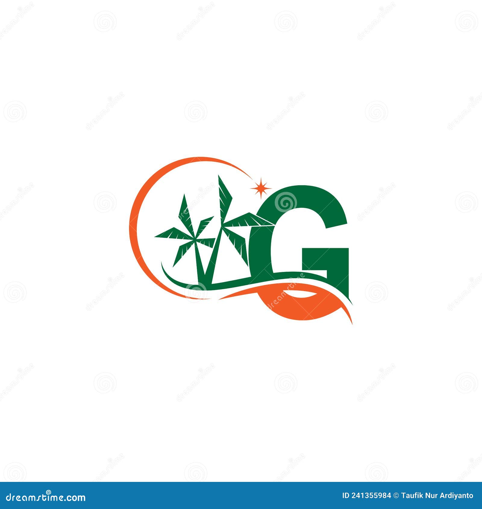 Letter G Blends with Coconut Trees by the Beach at Night Stock ...