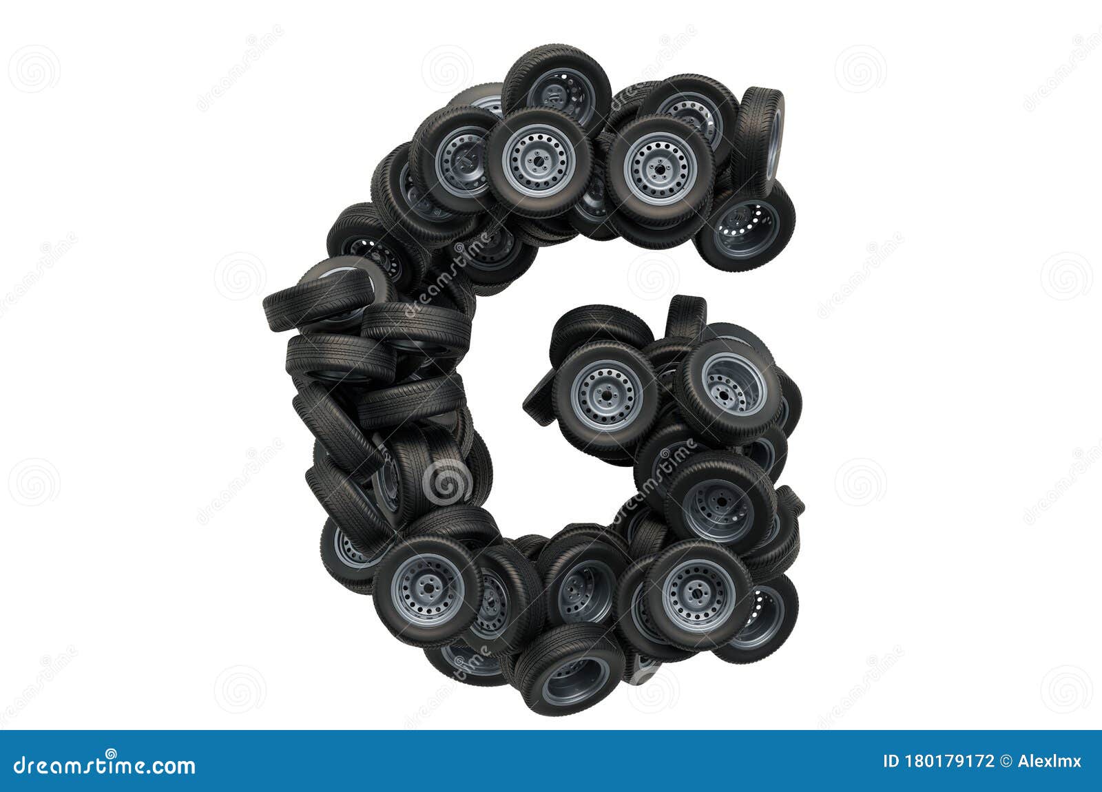 Letter G from Car Wheels, 3D Rendering Stock Illustration ...