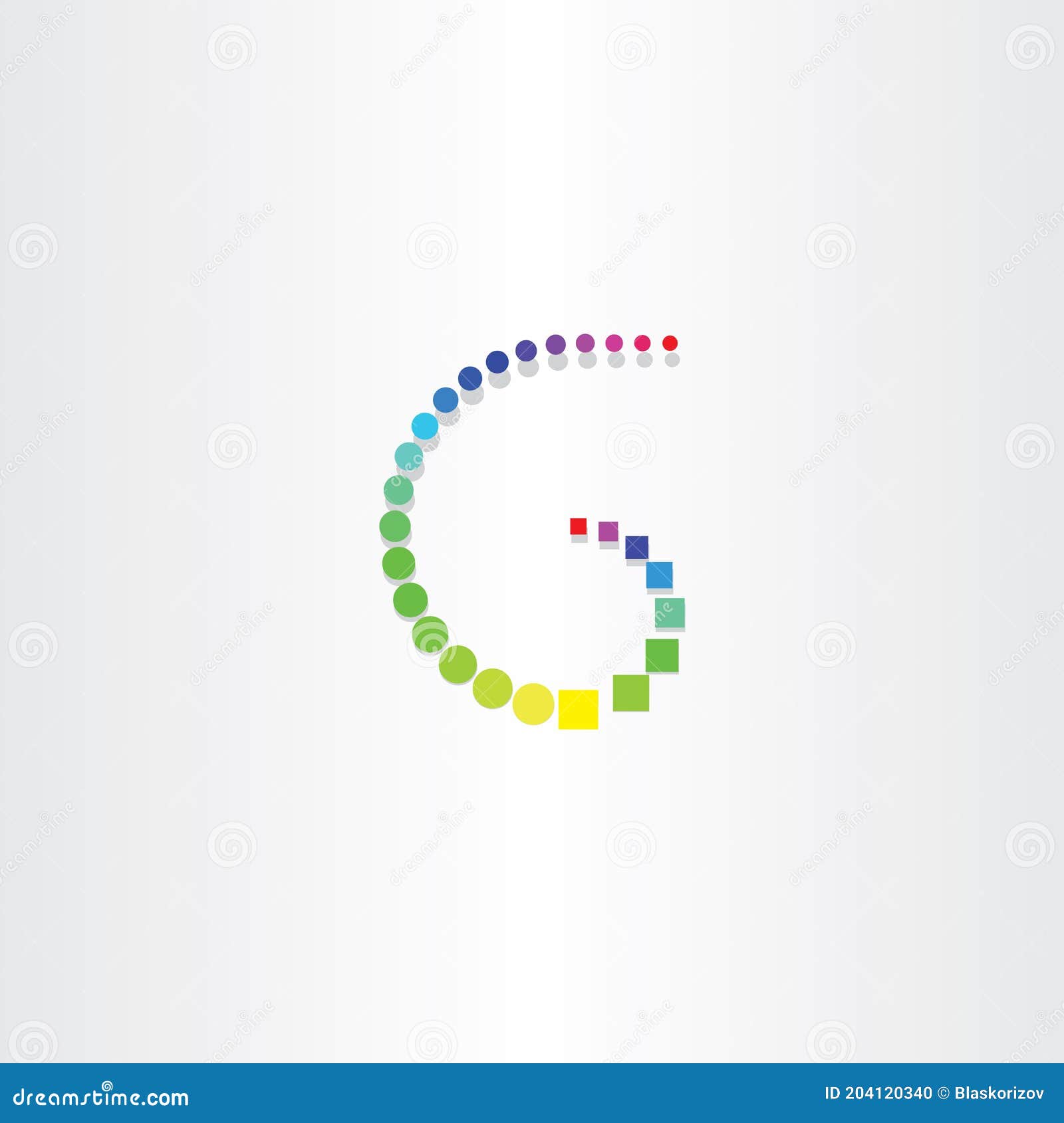 Letter G with Color Circles and Squares Stock Vector - Illustration of ...