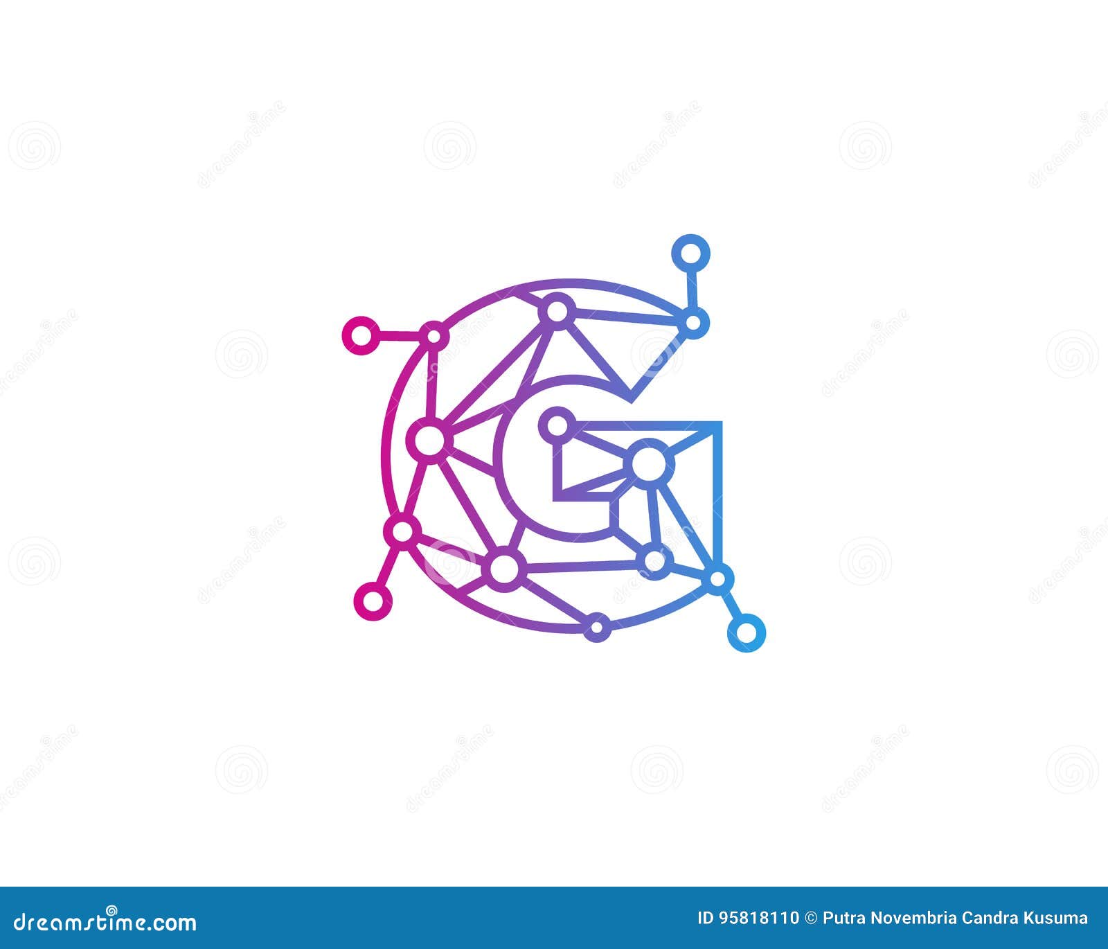 Letter G Connect Dot Network Icon Logo Design Element Stock Vector ...